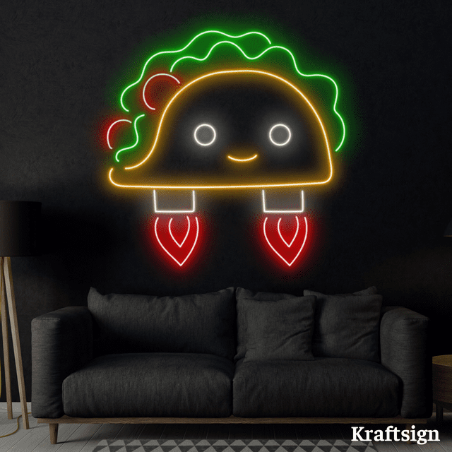 Craftnamesign Tacos Rocket Neon Sign, Tacos Restaurant Decor, Tacos ...