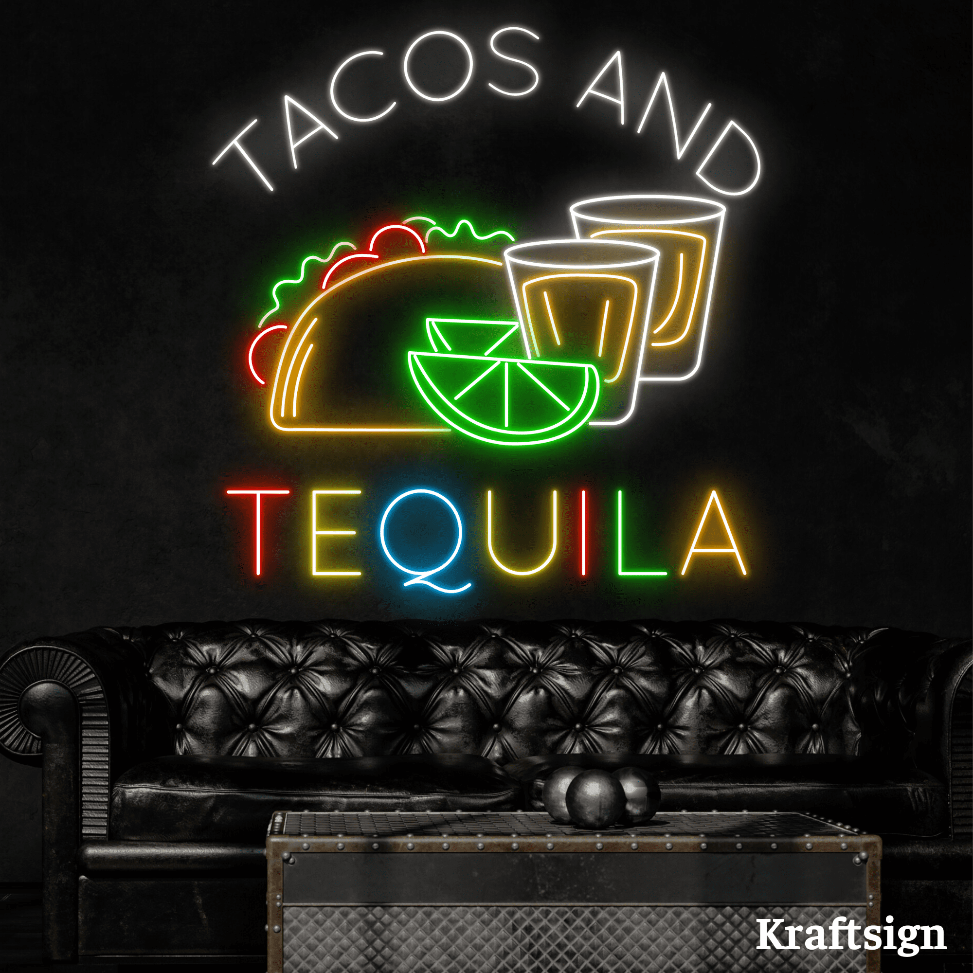 Craftnamesign Tacos Tequila Neon Sign, Tacos Store Decor, Tacos Wall ...