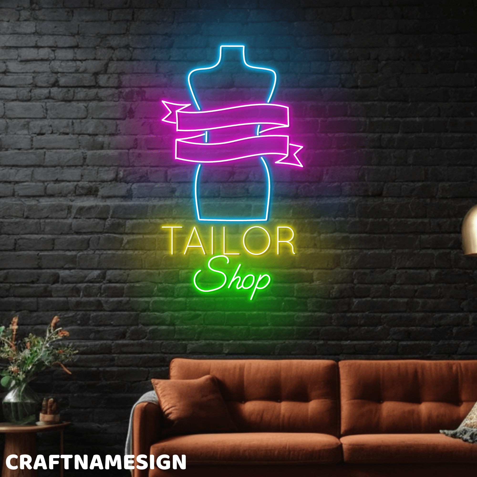 Craftnamesign Tailor Shop Neon Sign, Sewing Wall Art, Store Open Sign ...