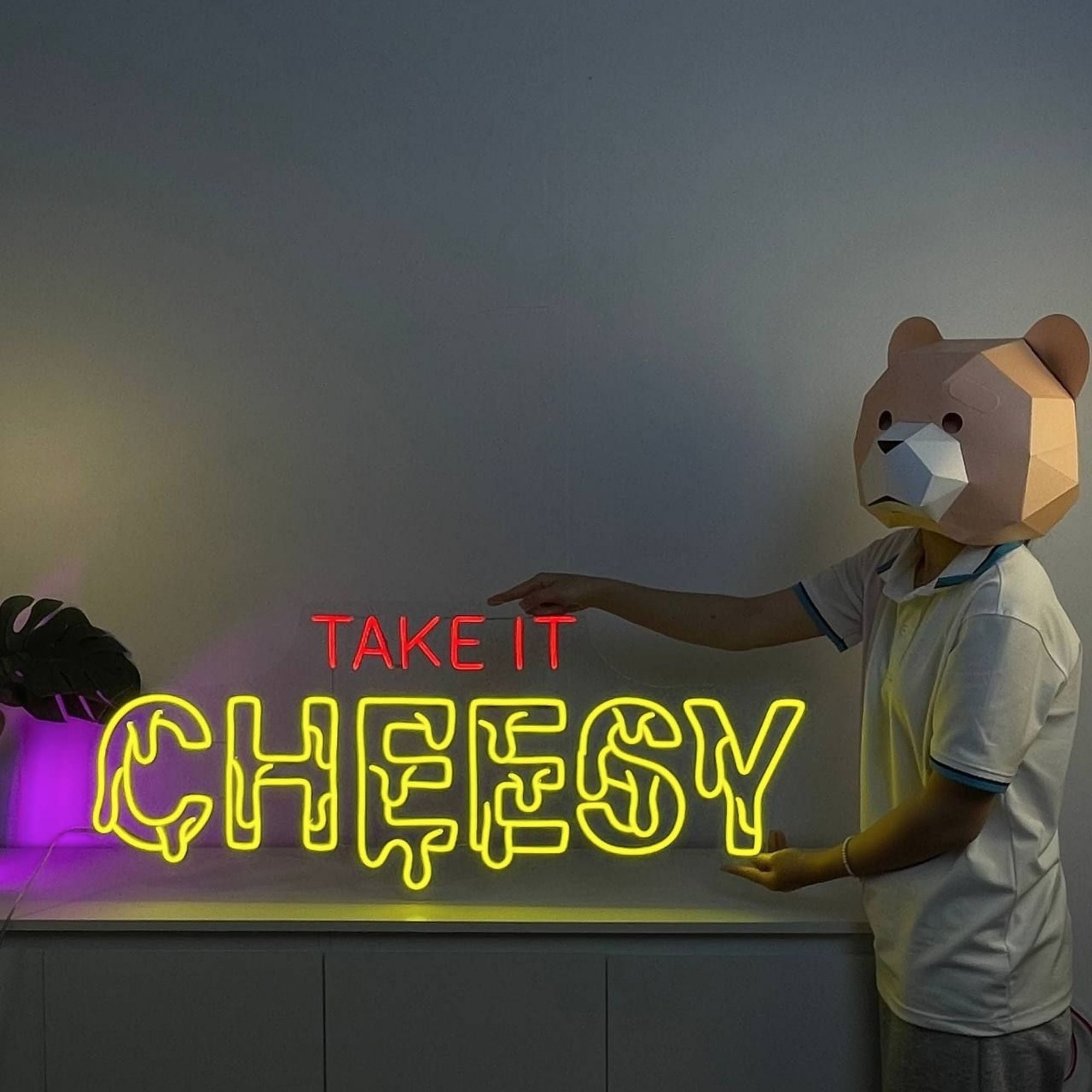 Craftnamesign Take It Cheesy Neon Light For Wall Decor, Cheese Shop Led ...
