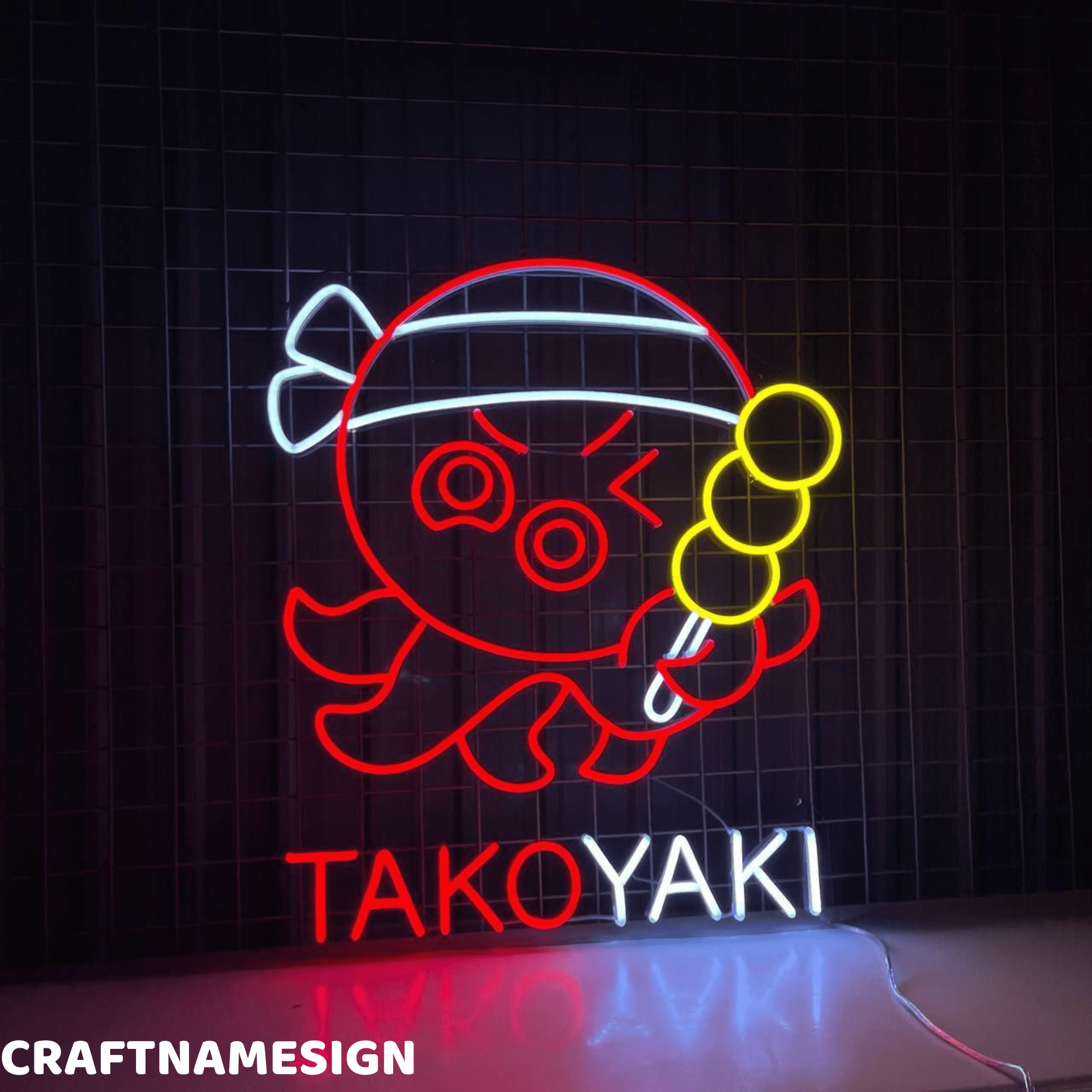 Craftnamesign Takoyaki Neon Sign, Octopus Dumplings Wall Decor ...