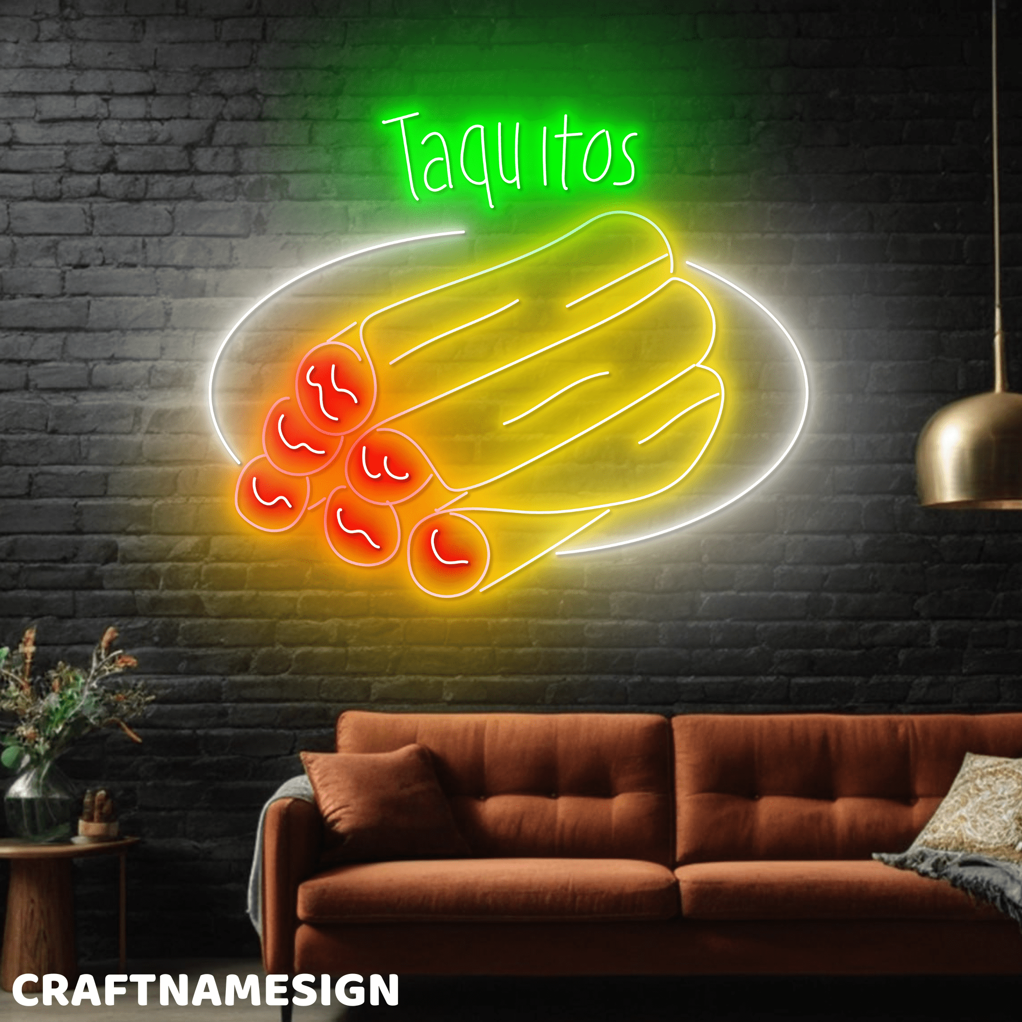 Craftnamesign Taquitos Neon Sign, Rolled Tacos Wall Decor, Mexican ...
