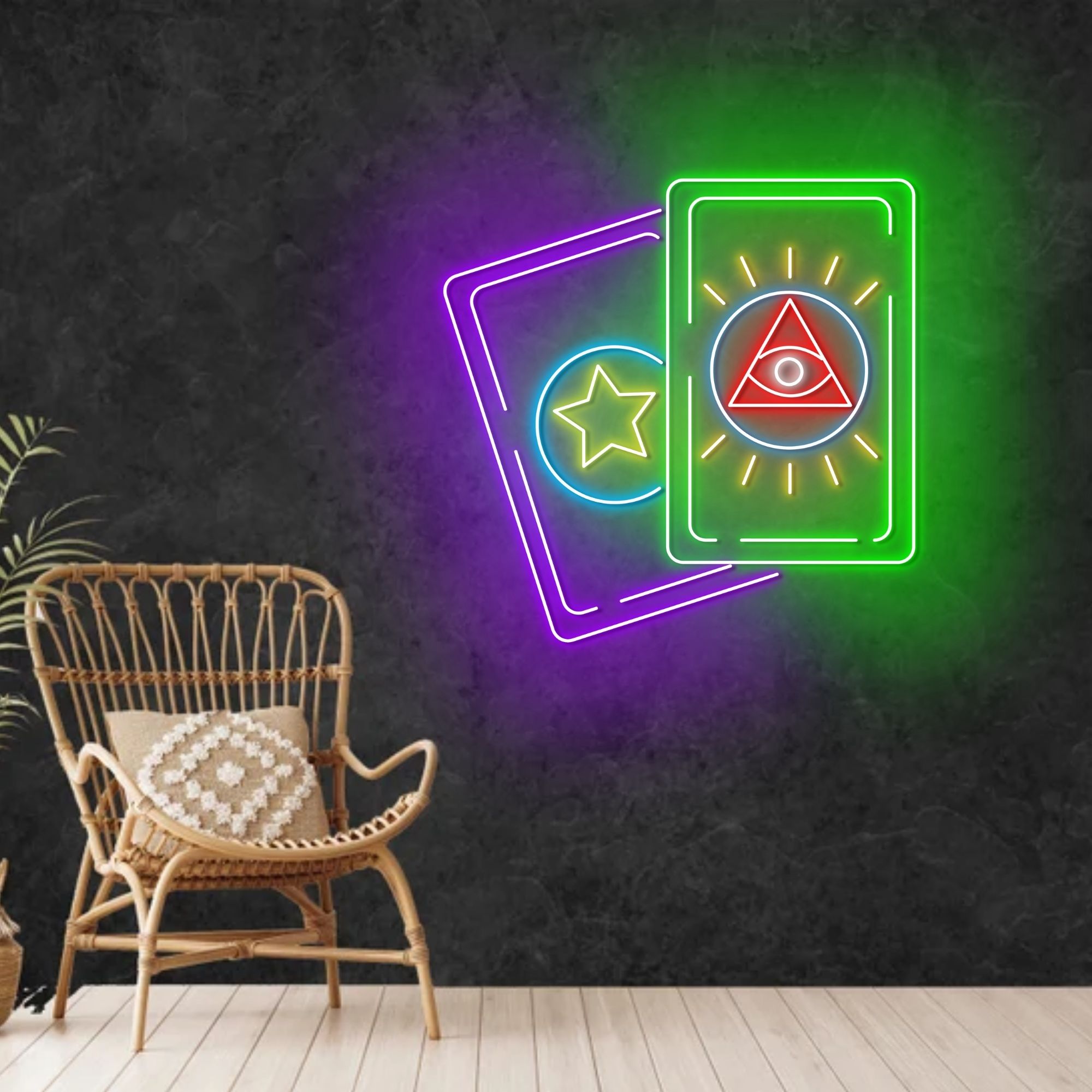 Craftnamesign Tarot Card Neon Light, Tarot LED Sign Decor, Psychic Wall ...