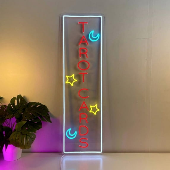 Craftnamesign Tarot Cards Neon Light Wall Art, Open Led Signage For ...
