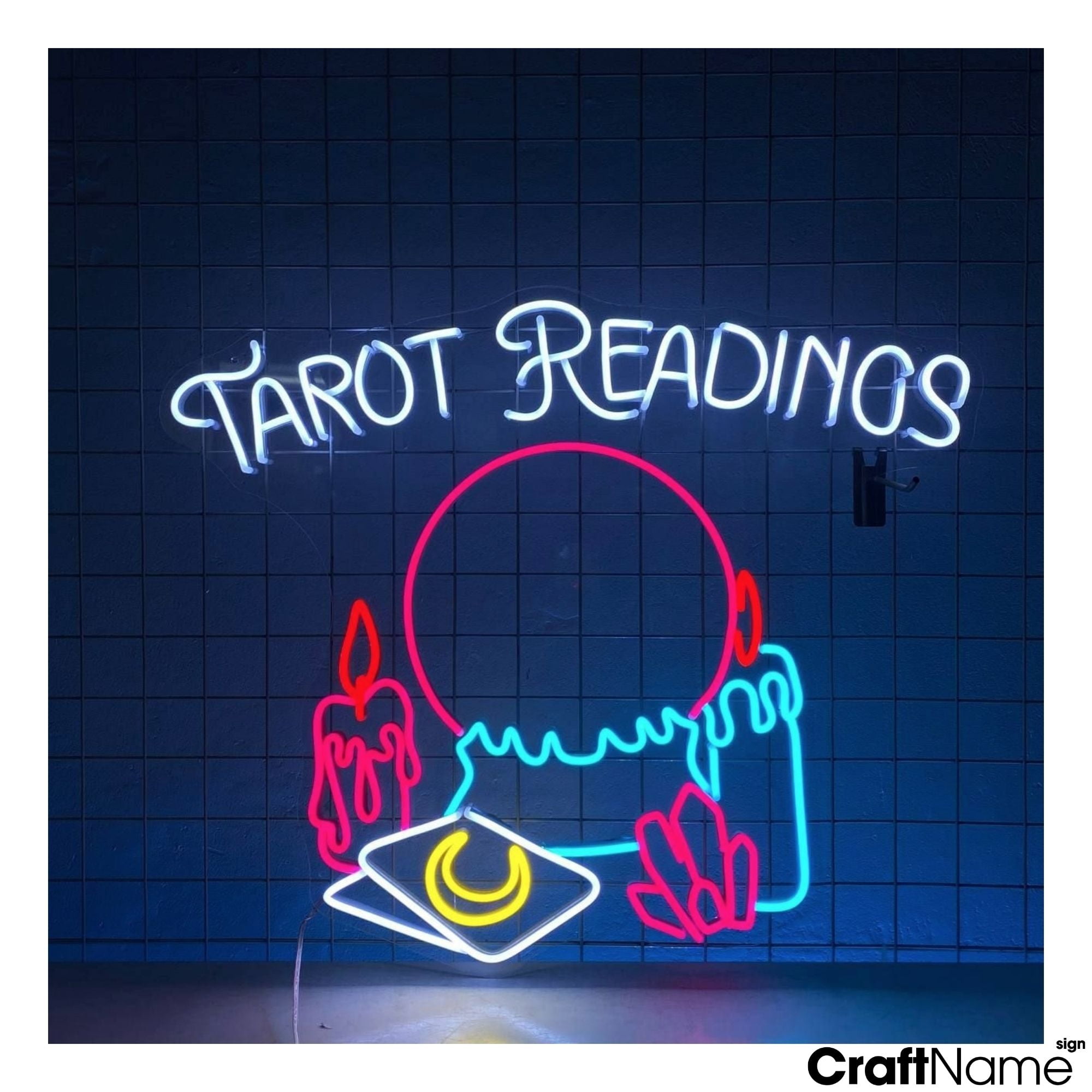 Craftnamesign Tarot Reading Neon Light Up, Psychic Wall Art, Tarot Wall ...