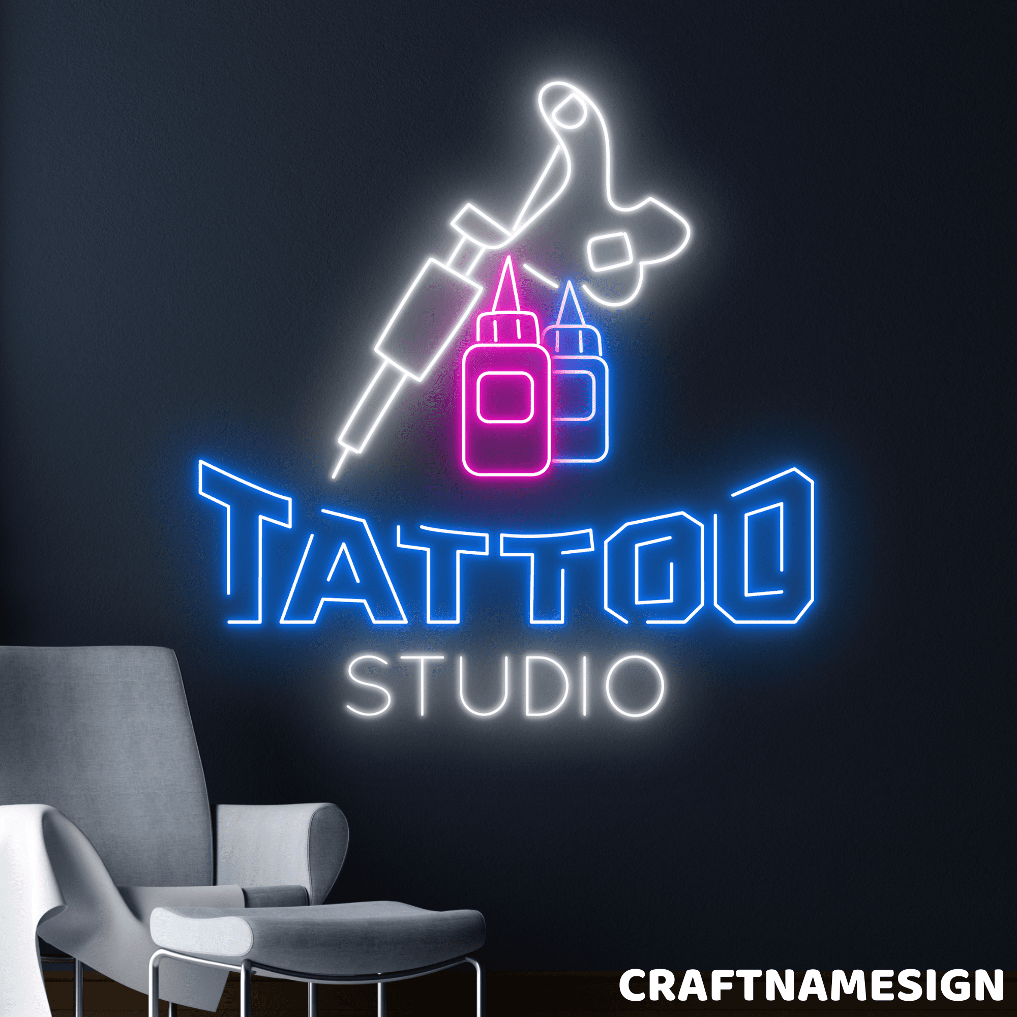 Craftnamesign Tattoo Neon Sign, Tattoo Ink Studio Wall Art, Tattoo Open ...