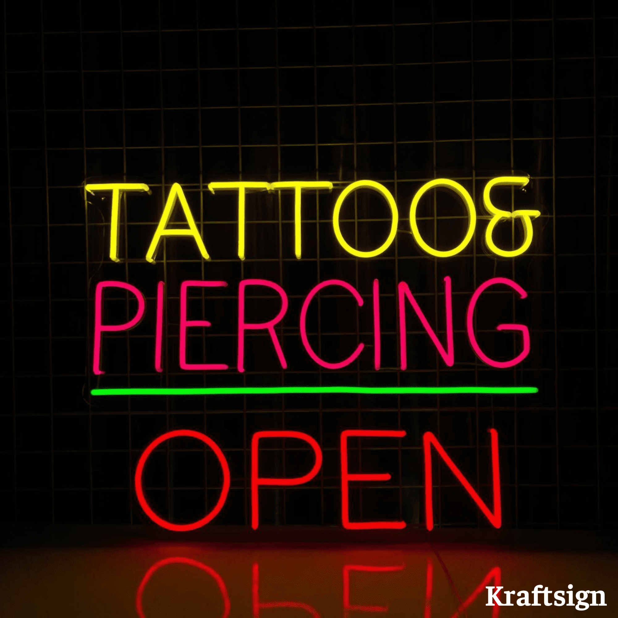 Craftnamesign Tattoo Piercing Neon Sign, Tattoo Studio Signs, Men Cave ...