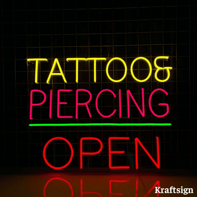 Craftnamesign Tattoo Piercing Neon Sign, Tattoo Studio Signs, Men Cave ...