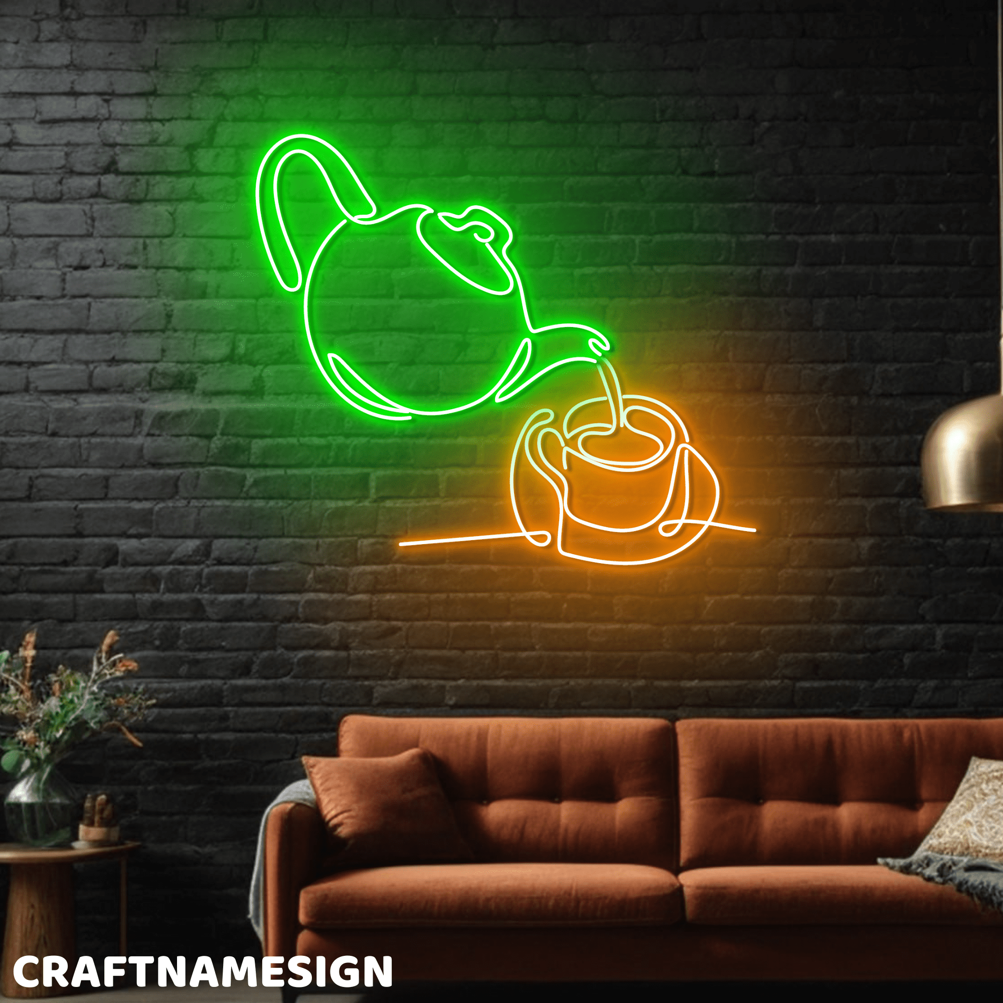 Craftnamesign Tea Pot Tea Cup Neon Light For Wall Decor, Tea Shop LED ...