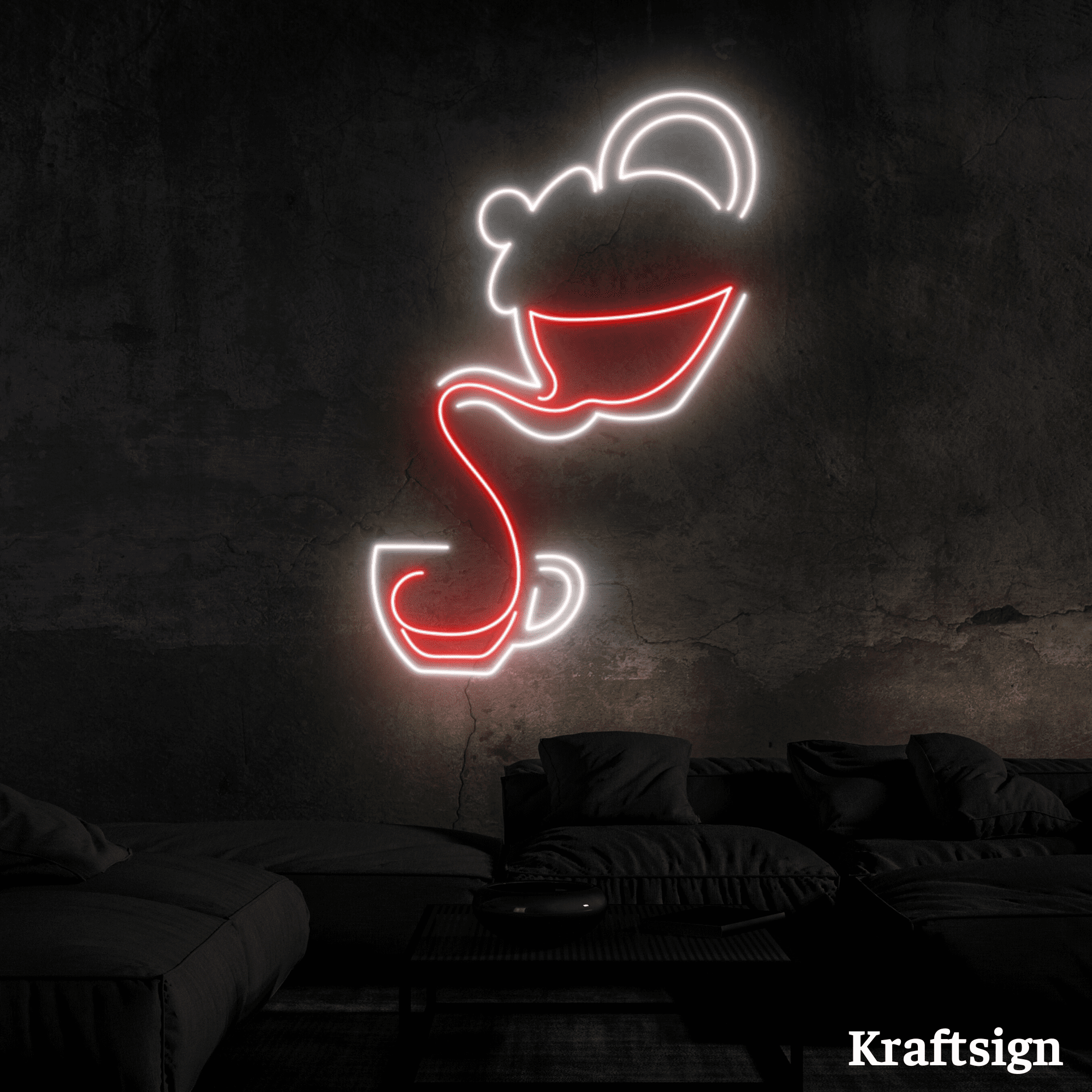 Craftnamesign Teapot Cup Neon Sign, Coffee Shop LED Sign, Bedroom Decor ...