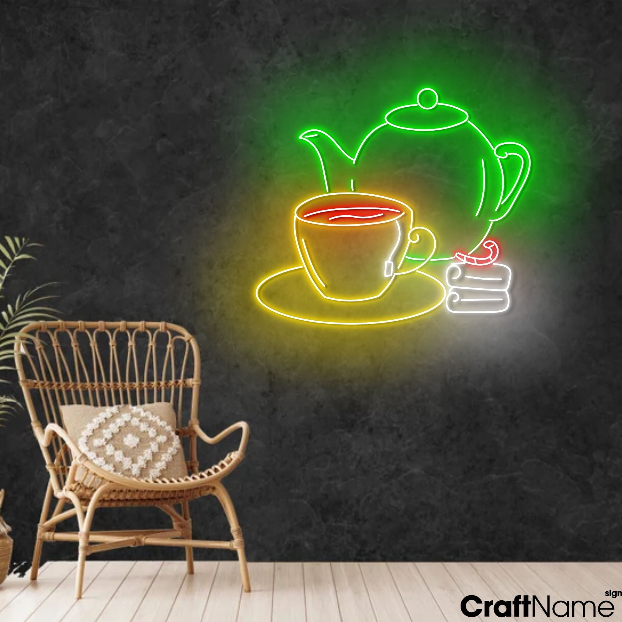 Craftnamesign Teapot Xmas Neon Light, Tea Shop LED Sign, Christmas Wall ...