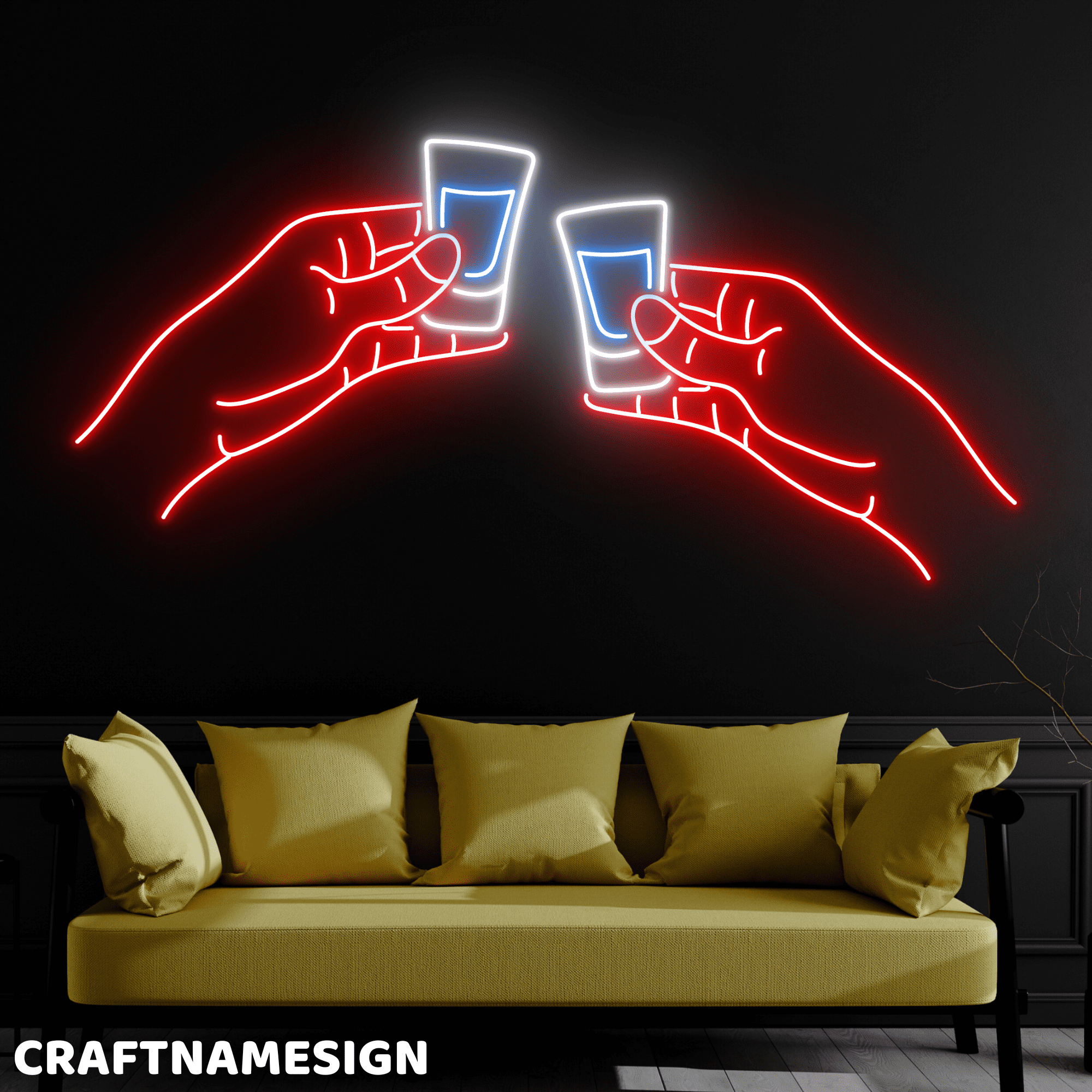 Craftnamesign Tequila Cheers Neon Sign, Tequila Wall Decor, Cocktail ...