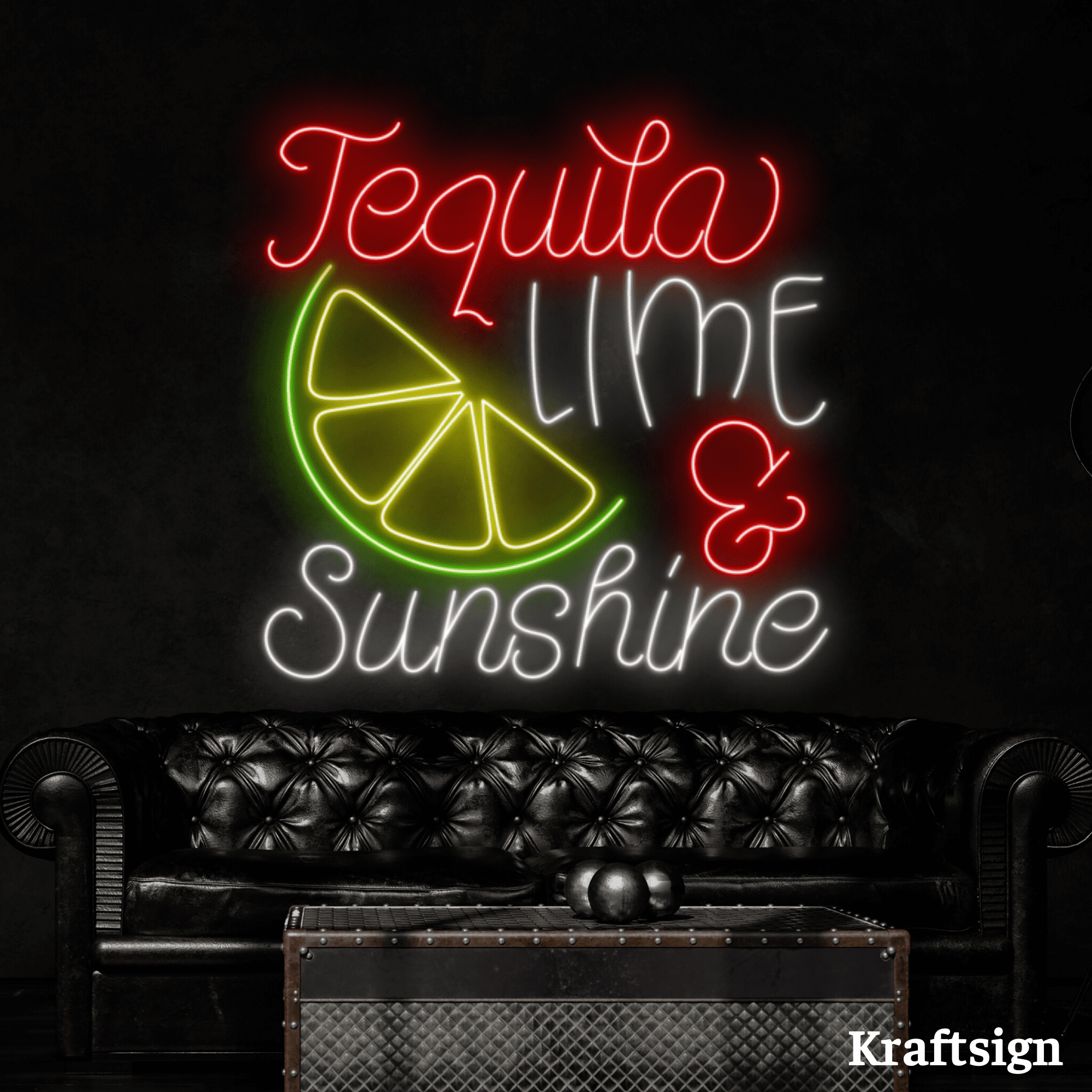 Craftnamesign Tequila Lime And Sunshine Neon Sign, Mexico Bar Club ...
