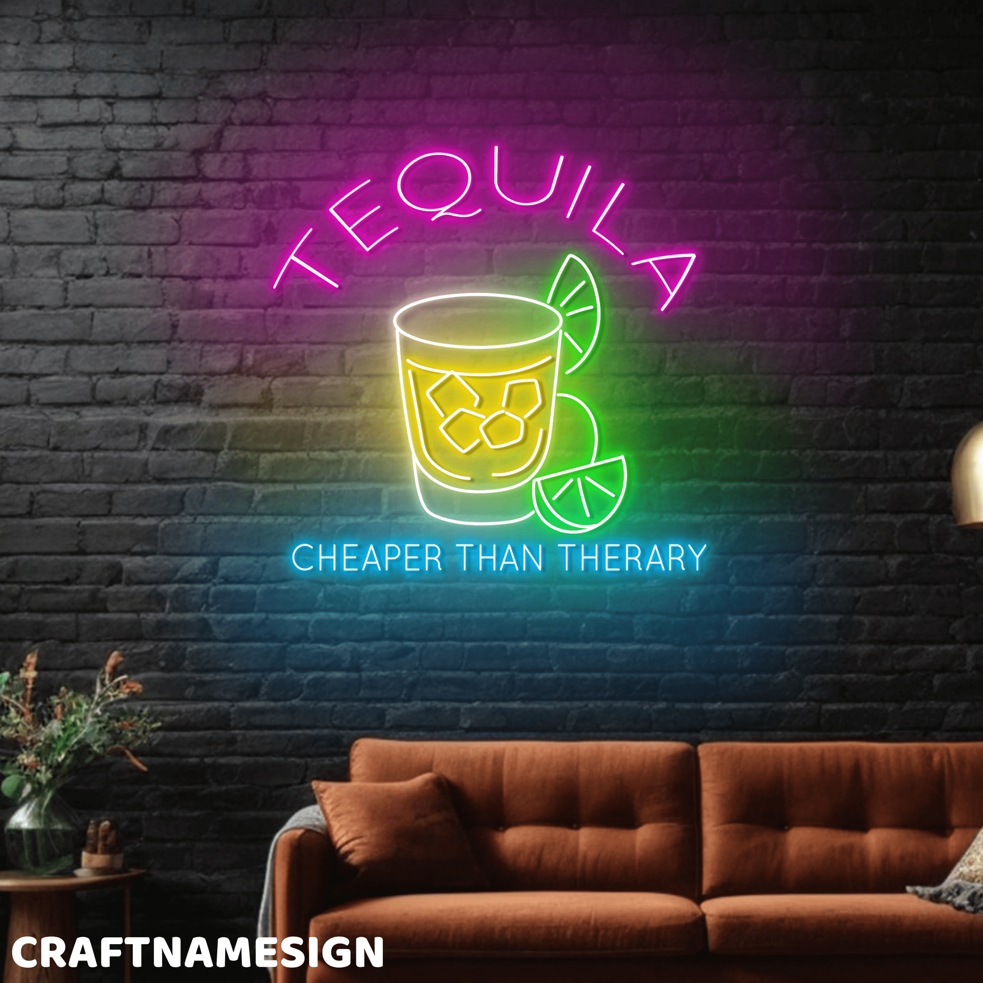 Craftnamesign Tequila Neon Sign, Cocktail Bar Wall Sign, Wall Decor For ...