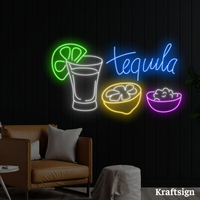 Craftnamesign Tequila Neon Sign, Mexico Restaurant Decor, Bar Club ...