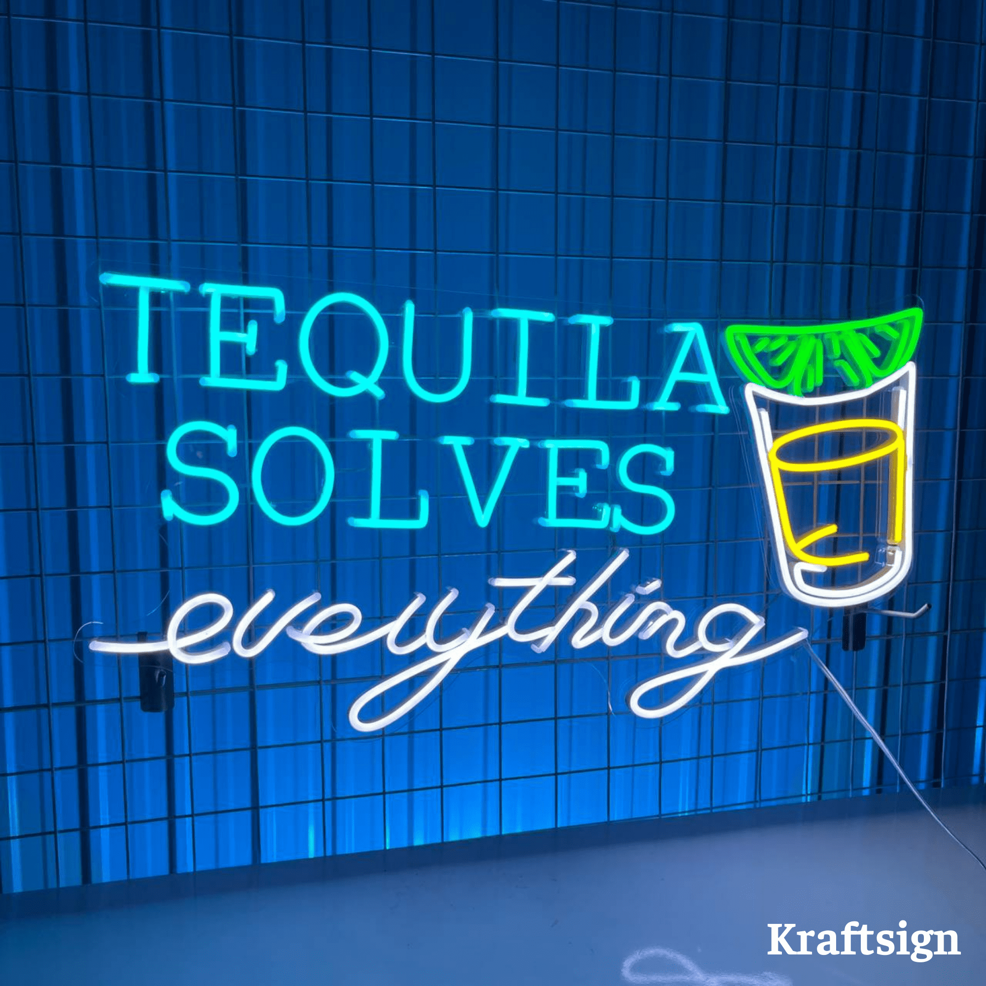 Craftnamesign Tequila Solves Everything Neon Sign, Cocktail LED Sign ...
