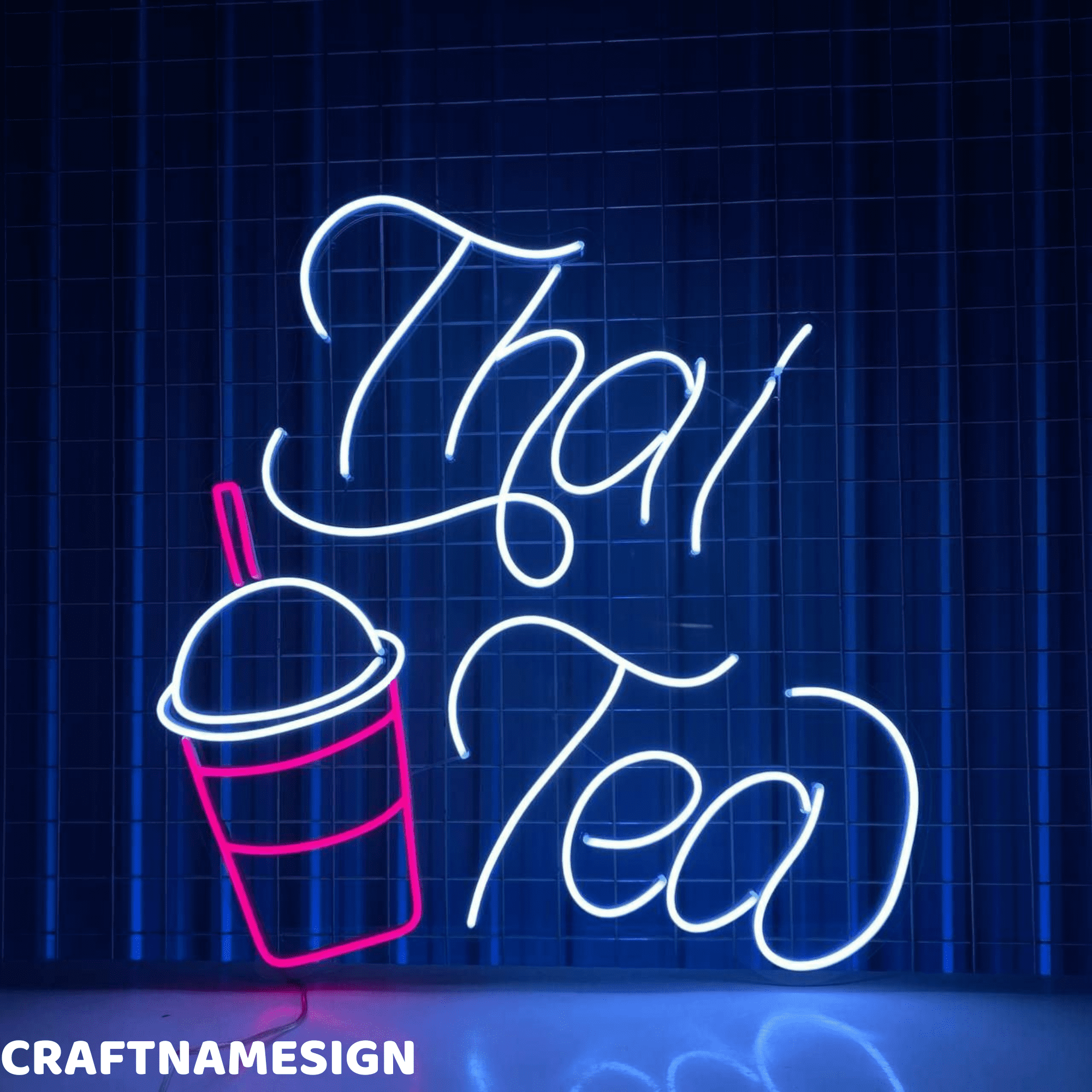 Craftnamesign Thai Tea Neon Sign, Thai Tea Wall Art, Milk Tea Led Sign ...