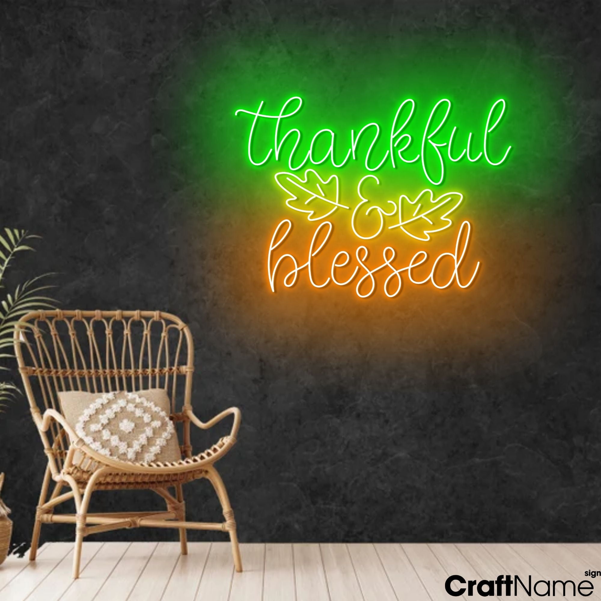 Craftnamesign Thankful Blessed Neon Sign, Autumn LED Light For Store ...