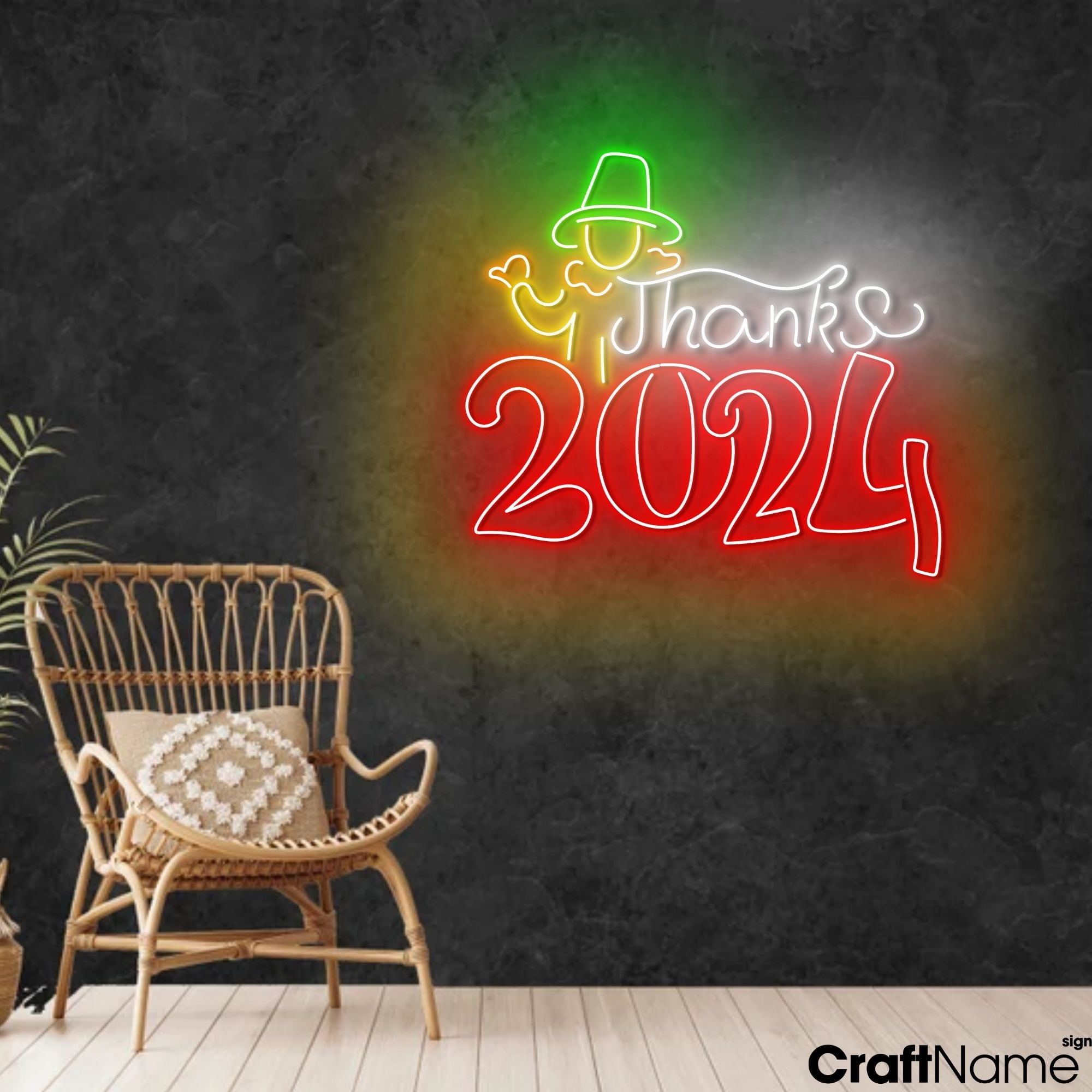 Craftnamesign Thanks 2024 LED Light, Autumn Neon Sign, Thanksgiving ...