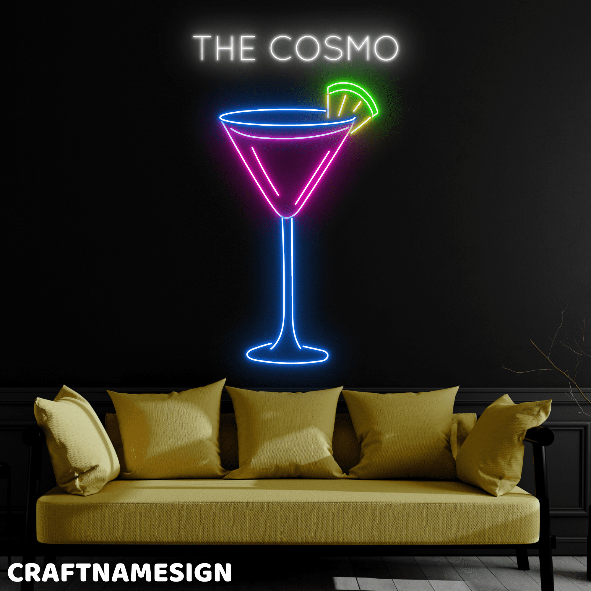 Craftnamesign The Cosmo Neon Sign, Bar Pub Wall Art, Home Bar Wall ...