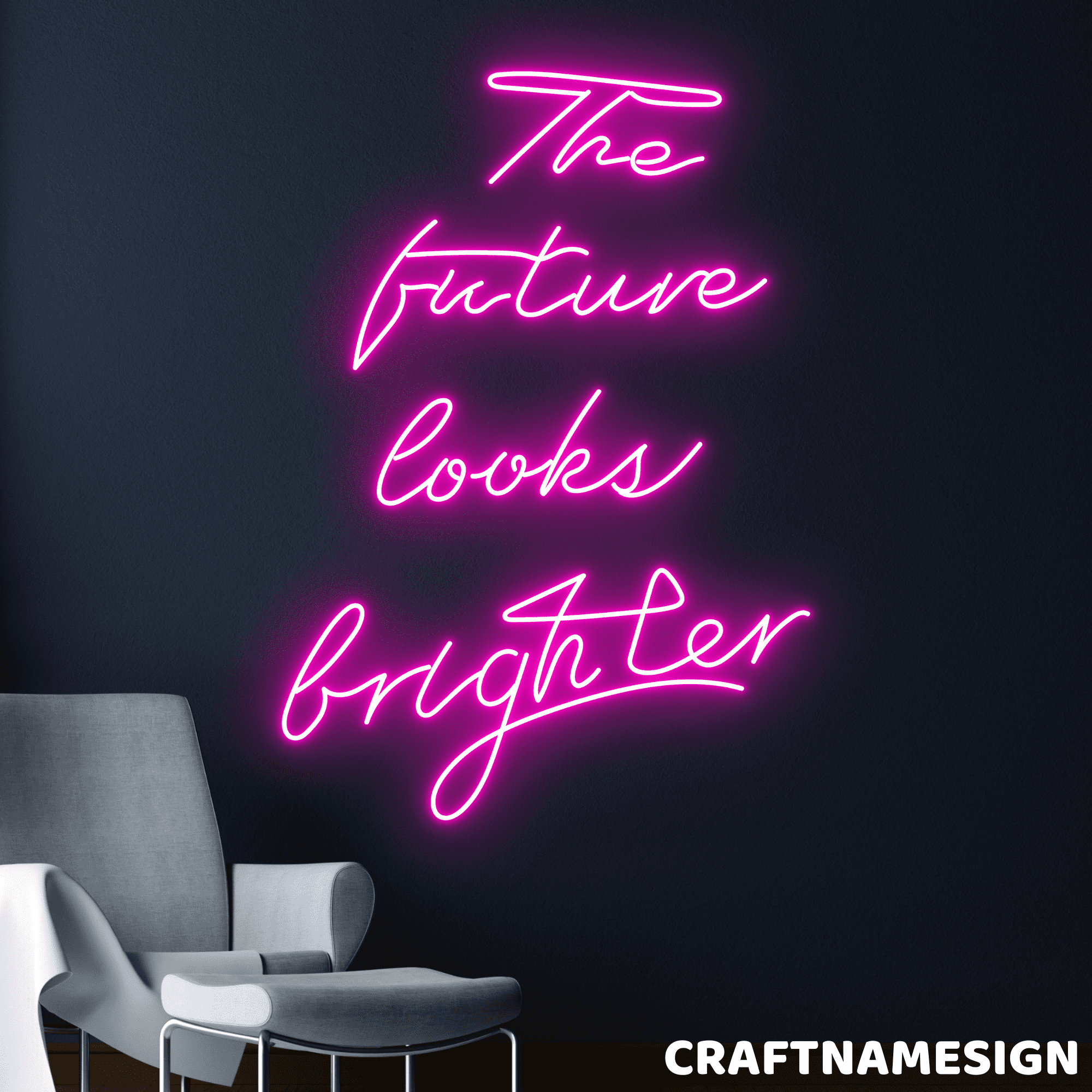 Craftnamesign The Future Looks Brighter Neon Sign, Motivational Wall ...