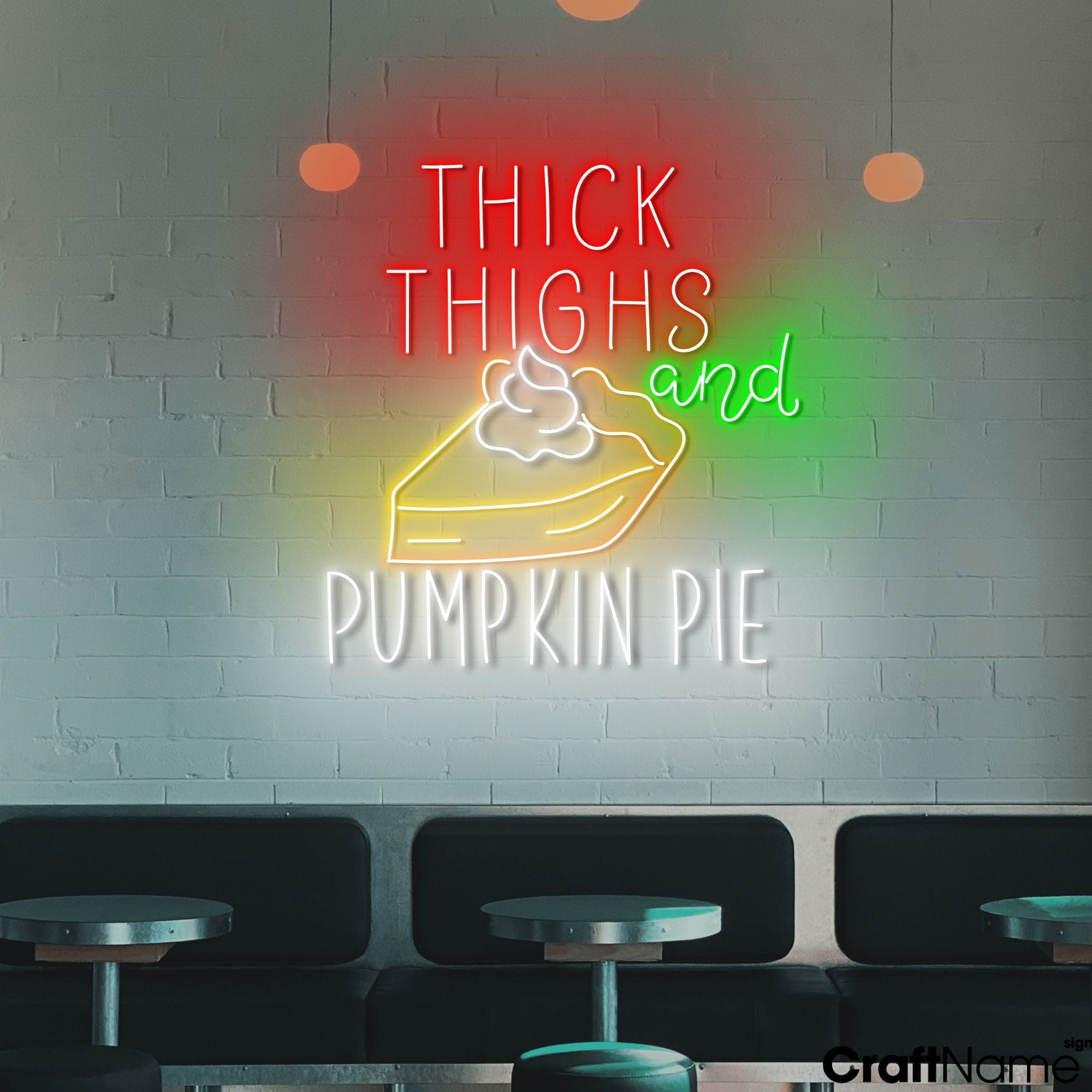 Craftnamesign Thick Thighs And Pumpkin Pie LED Sign, Cake Shop Wall Art ...