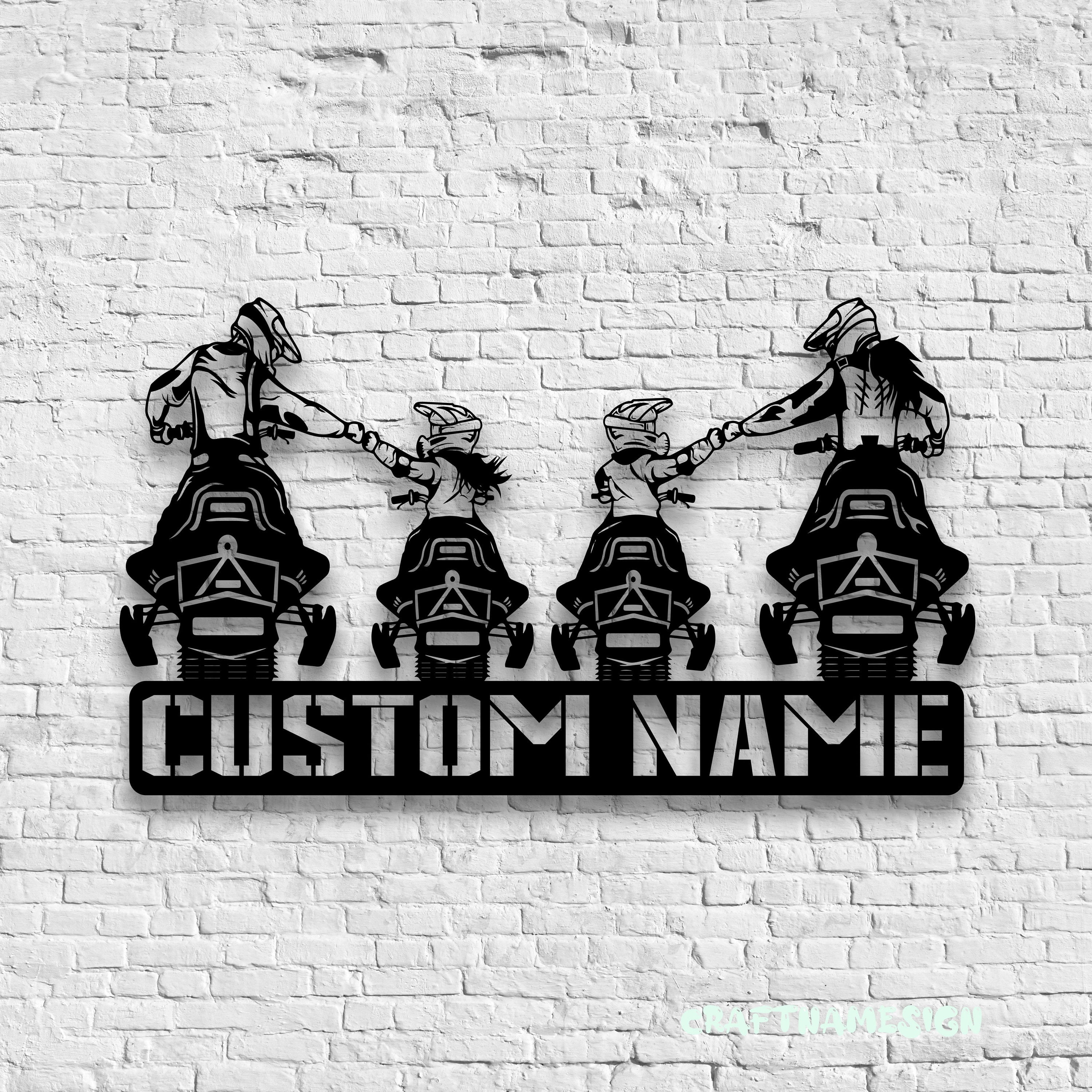 Craftnamesign Custom Family Snowmobile Metal Wall Art LED Light ...