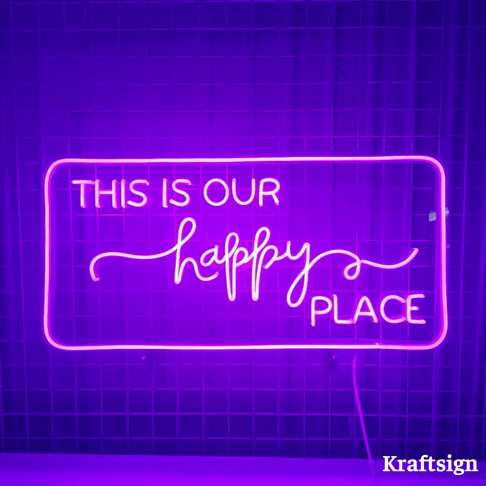 Craftnamesign This Is Our Happy Place Neon Sign 23" x 11" for Bedroom ...