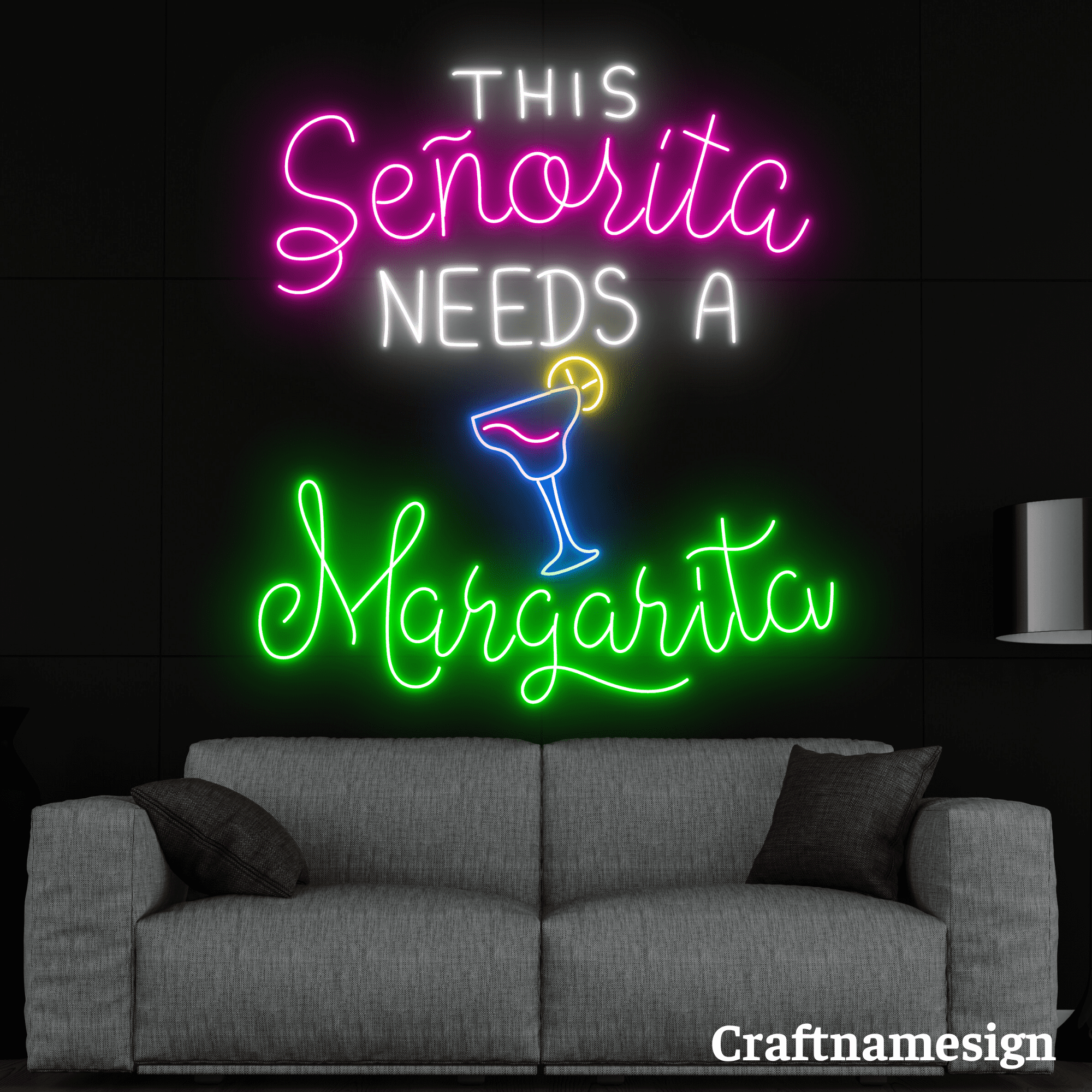 Craftnamesign This Senorita Need A Margarita Neon Sign for Cocktail Bar ...