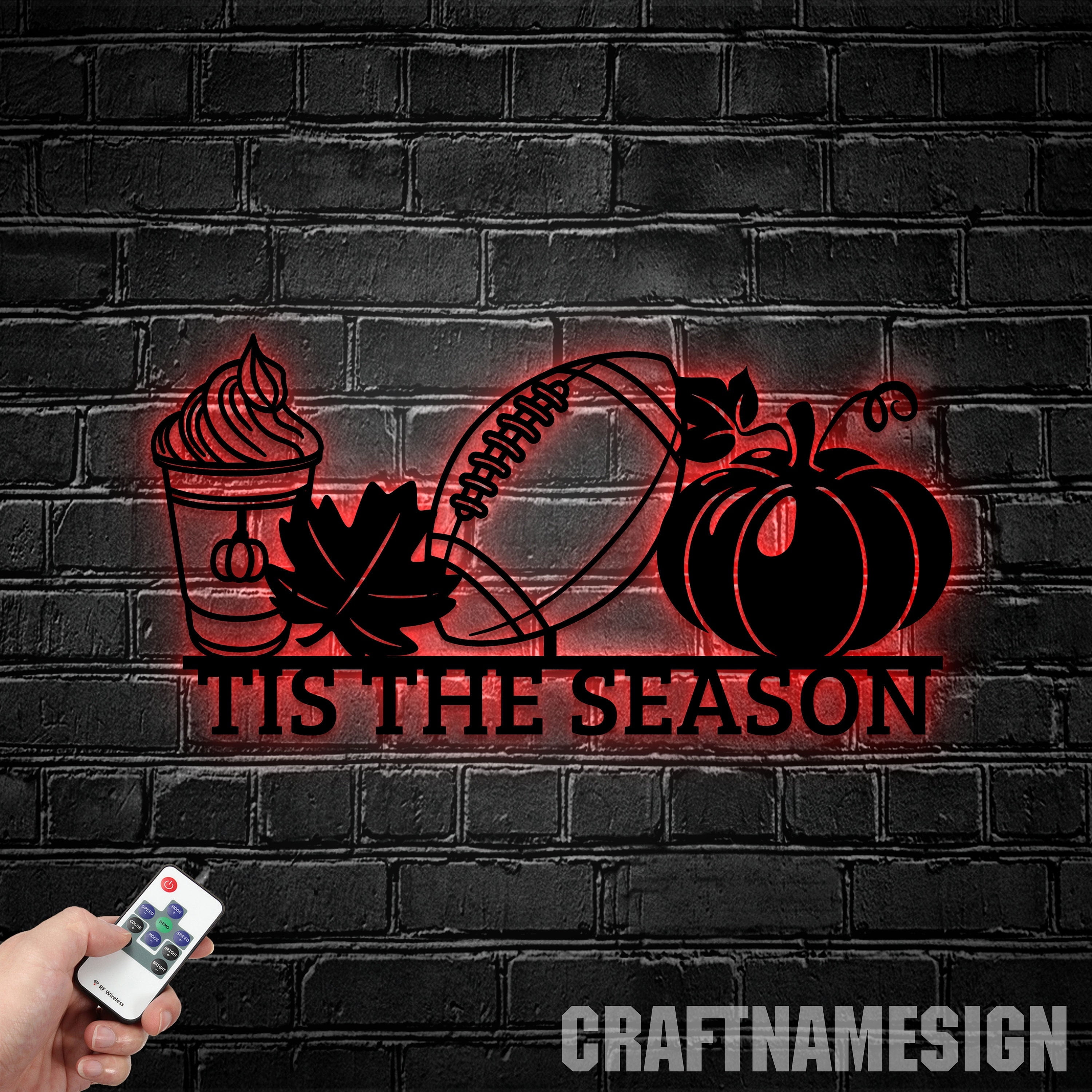 Craftnamesign Tis The Season Football Metal Wall Art Led Light ...