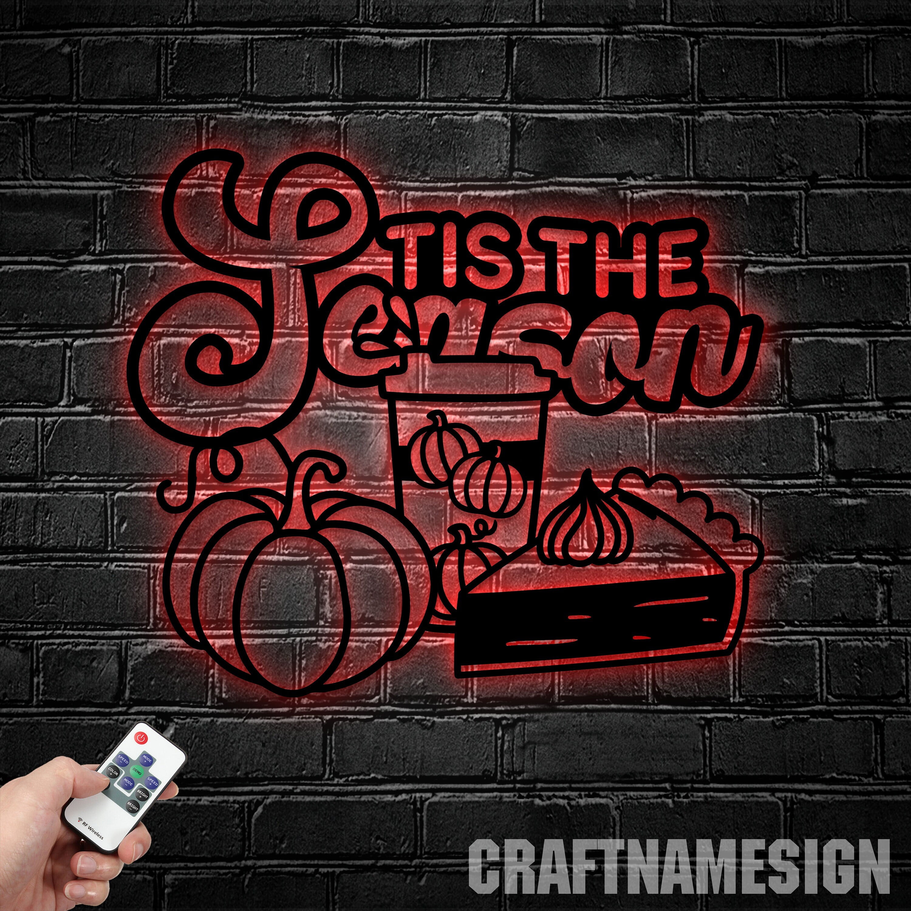 Craftnamesign Tis The Season Pumpkin Latte Metal Sign Led Light ...