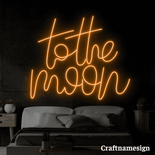 Craftnamesign To The Moon LED Light Neon Sign for Bedroom Bar Club Wall ...