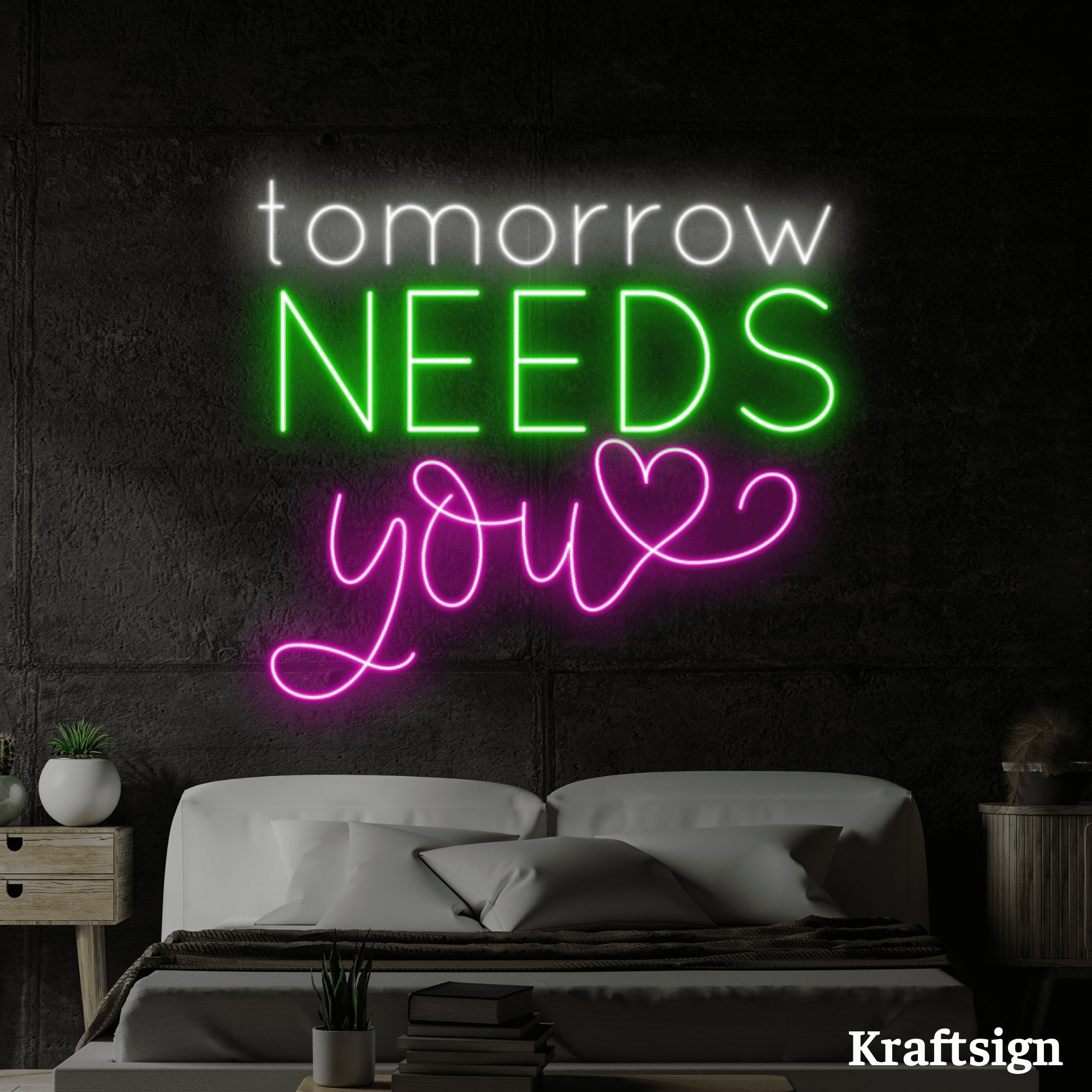 Craftnamesign Tomorrow Needs You Neon Sign, Motivation Quotes LED Sign ...