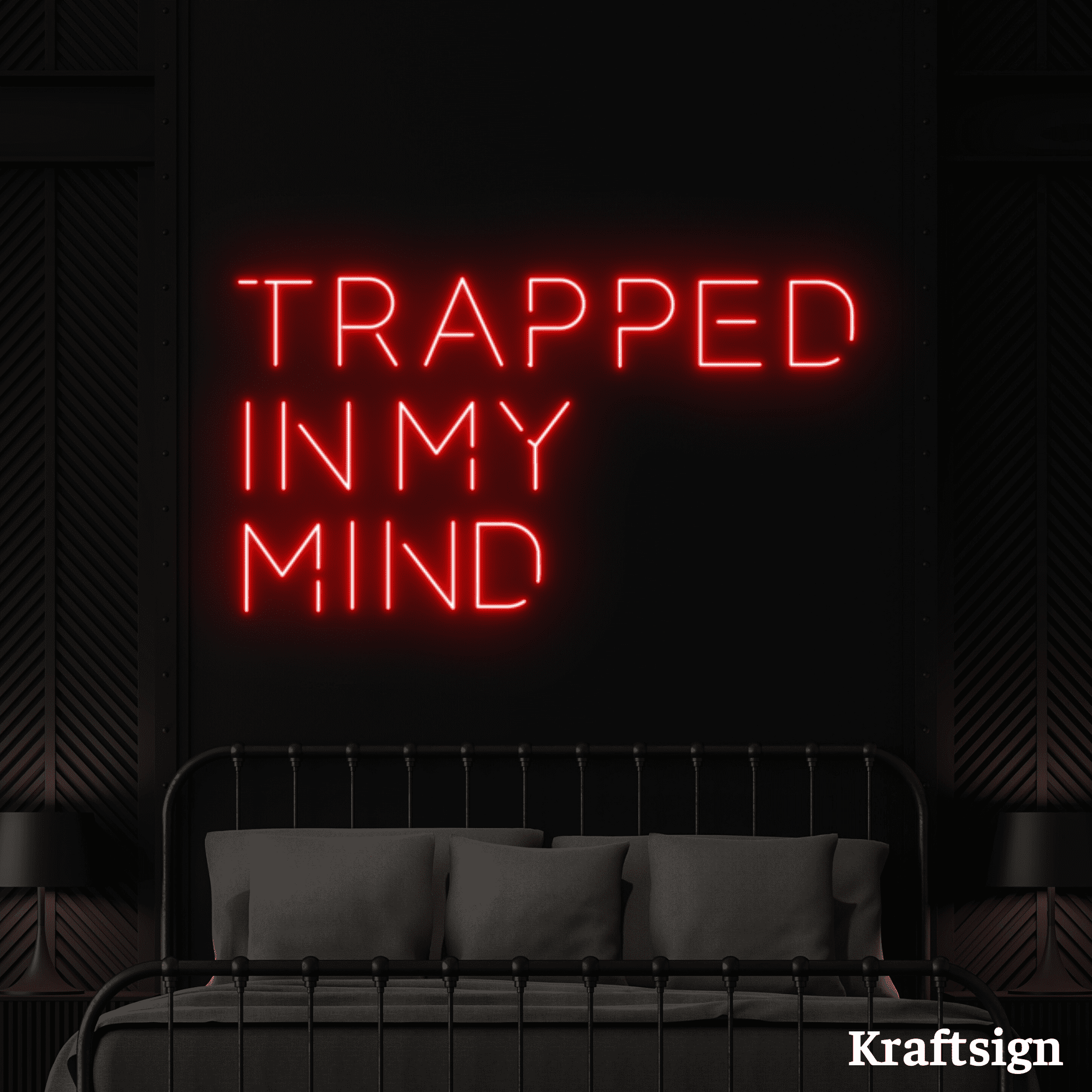 Craftnamesign Trapped In My Mind Neon Sign, Quotes LED Sign, Bedroom ...