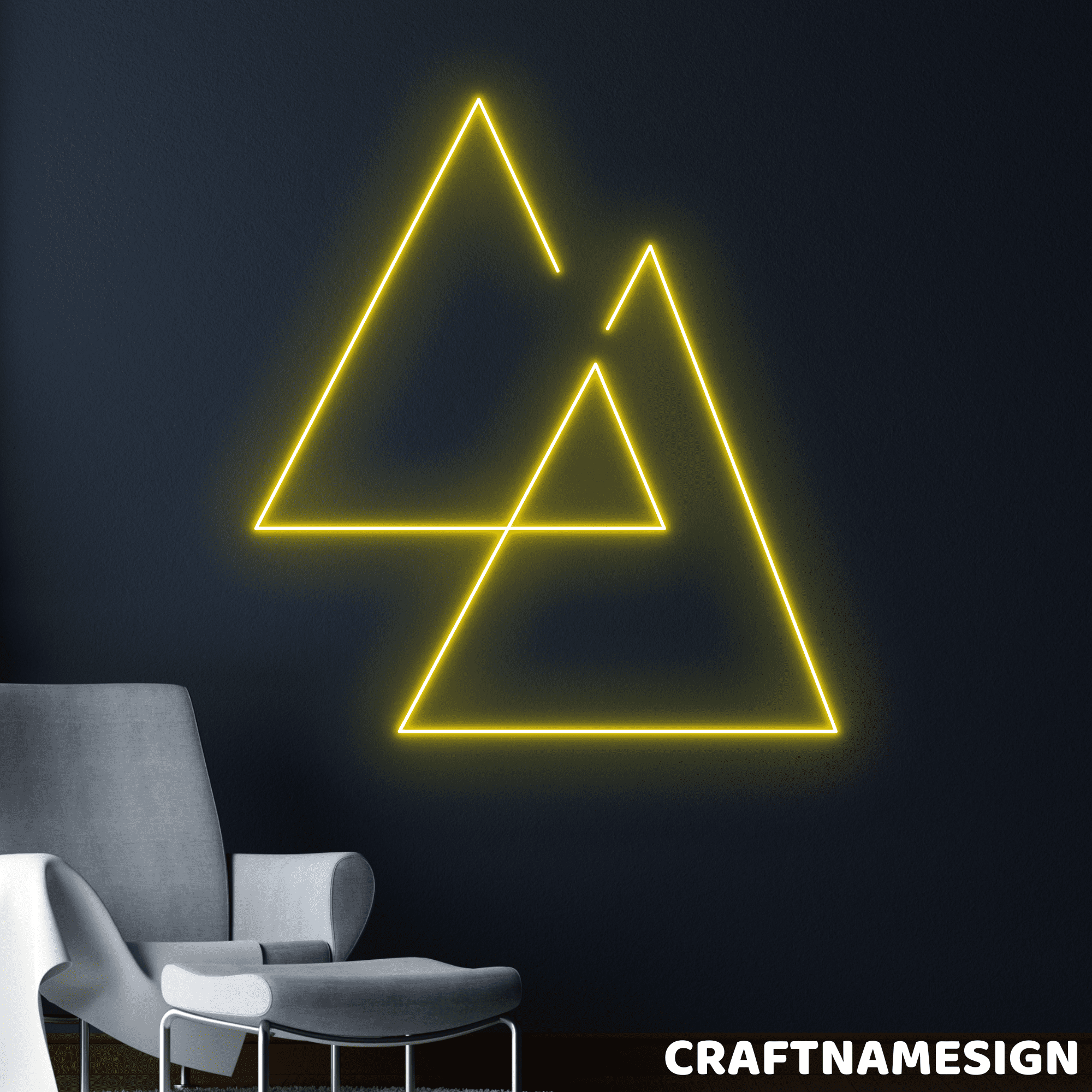 Craftnamesign Triangle Line Art Neon Sign, Store Wall Art, Living Room ...