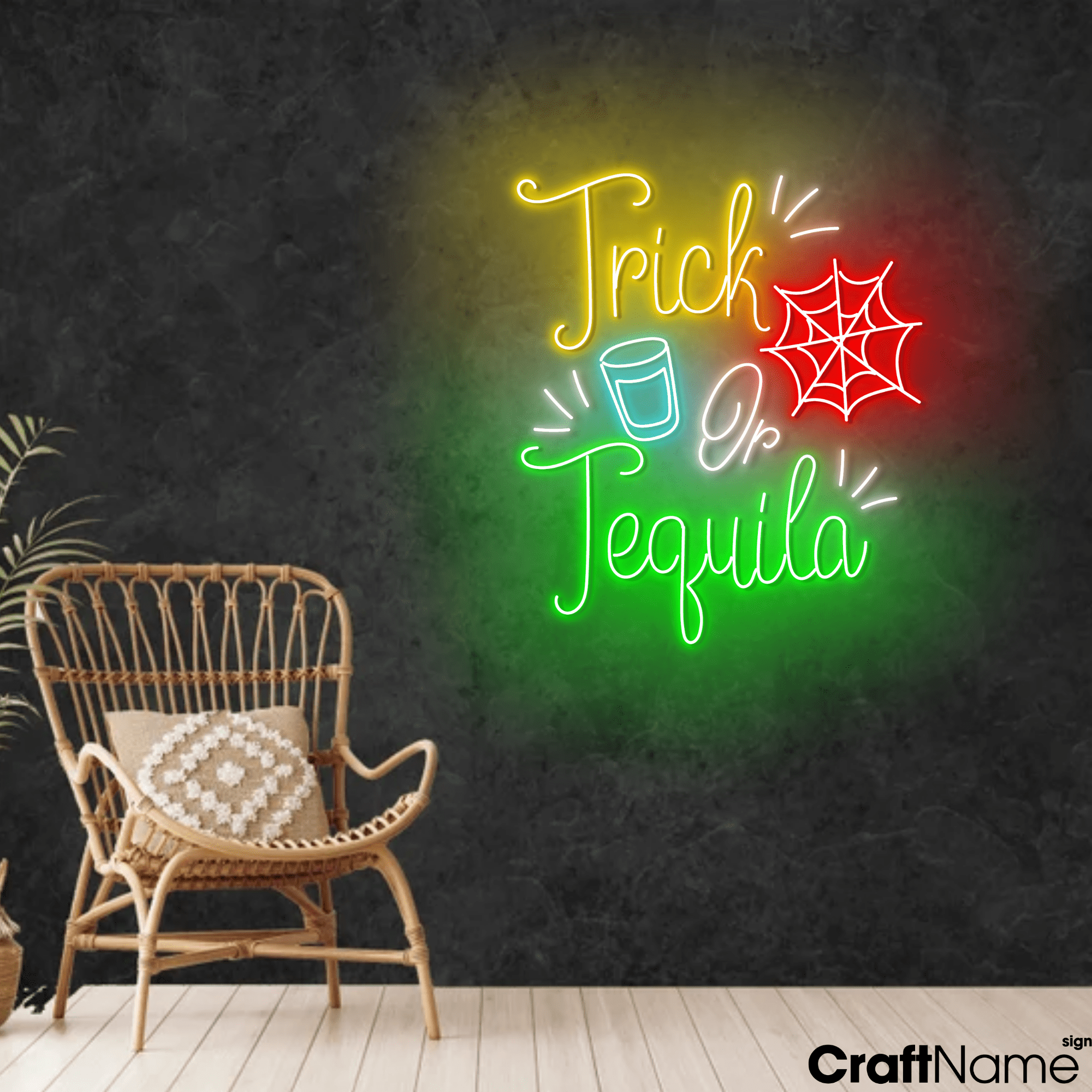 Craftnamesign Trick Or Tequila Neon Light Decor For Bar Restaurant Wall ...