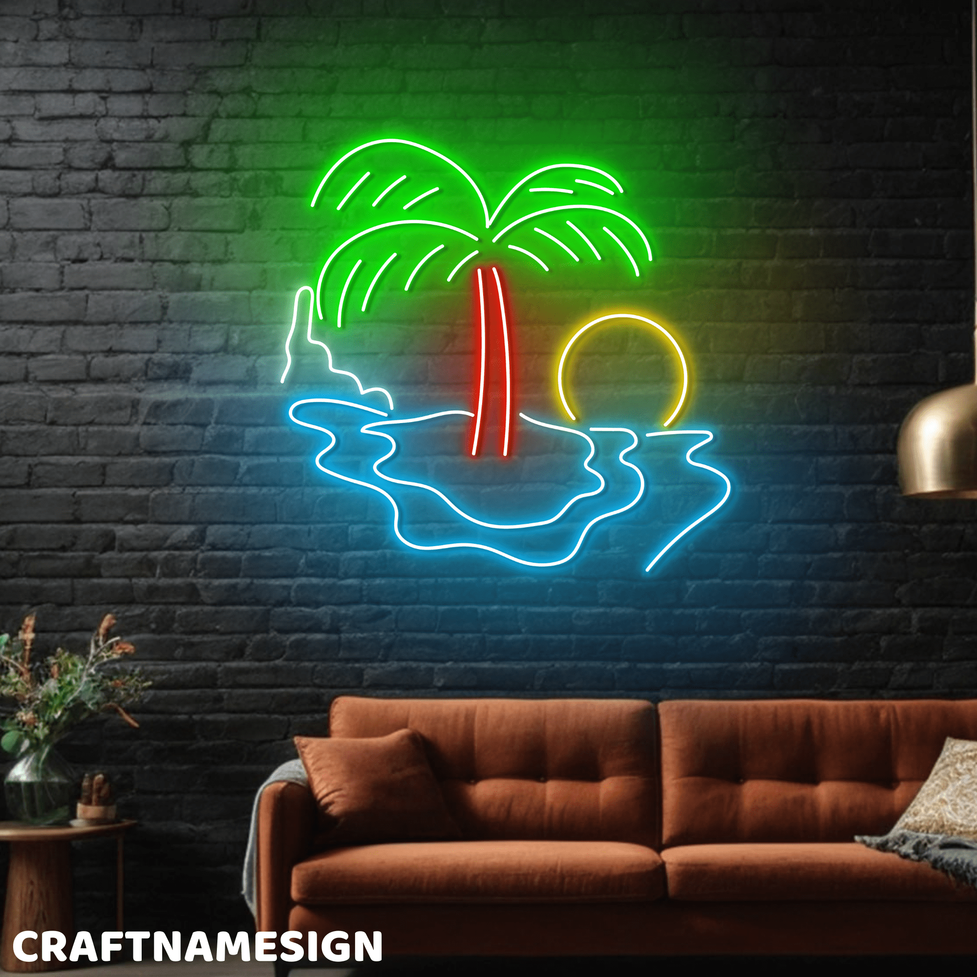 Craftnamesign Tropic Beach Neon Sign, Beach Wall Art For Hotel Living ...