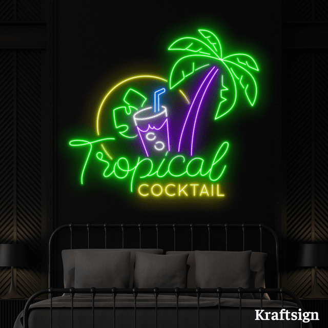 Craftnamesign Tropical Cocktail Neon Sign, Bar LED Sign, Beach Club ...