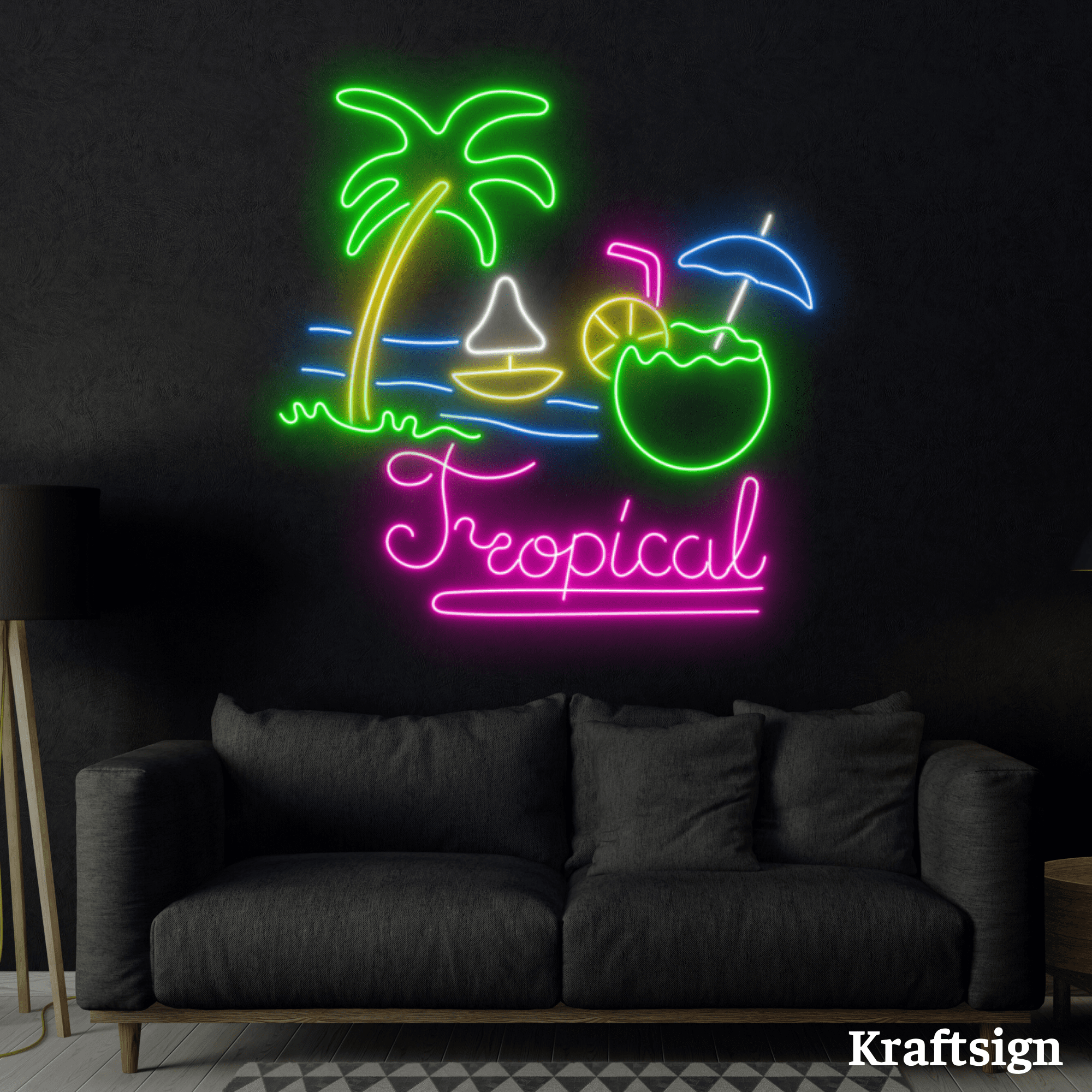 Craftnamesign Tropical Neon Sign, Beach Club Decor, Summer Vibes Wall ...
