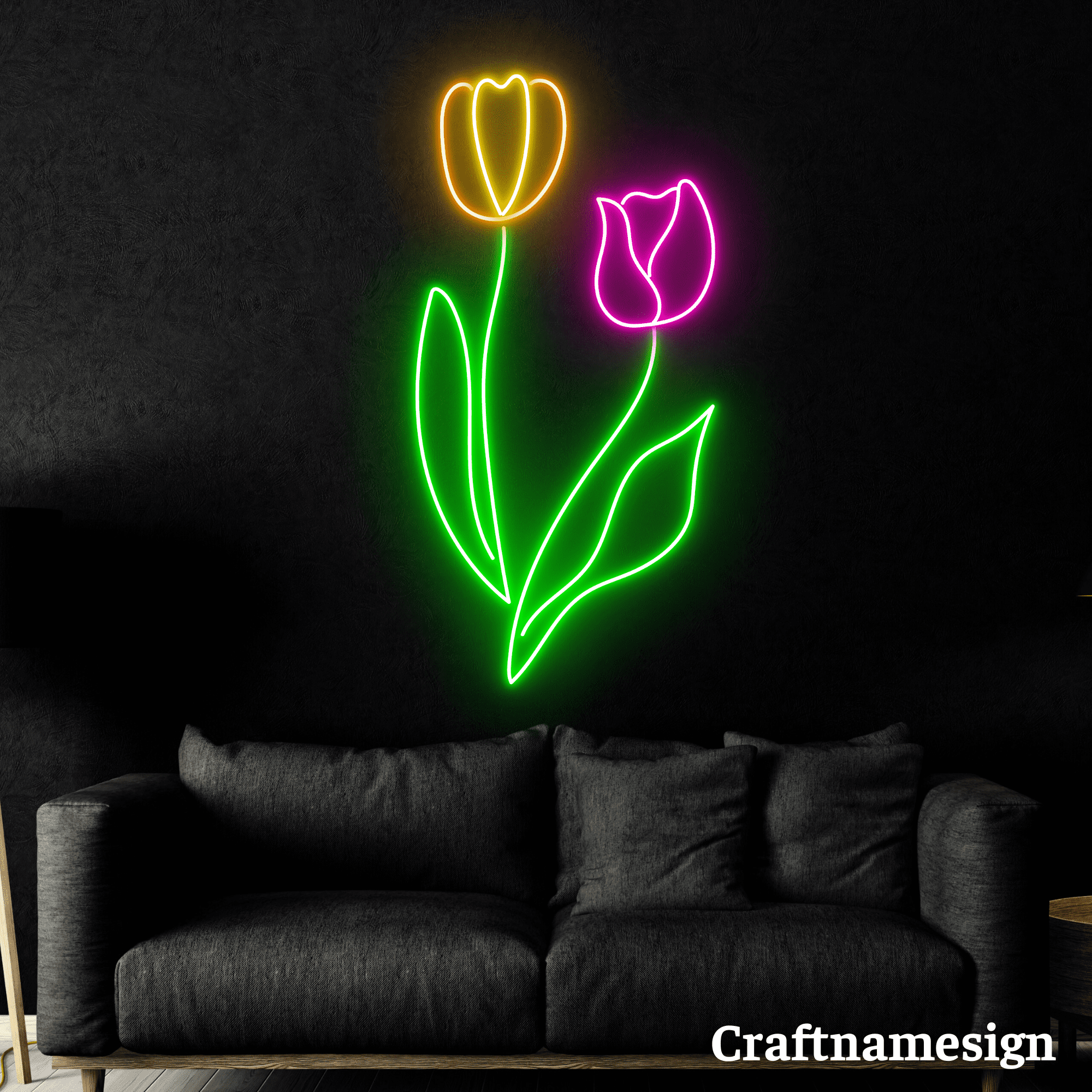 Craftnamesign Tulip Flower Neon Sign for Flower Shop Bedroom Wall Decor ...