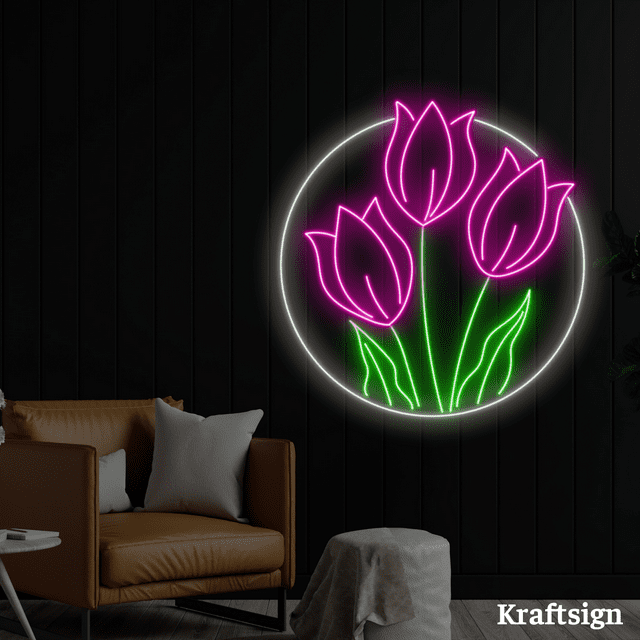 Craftnamesign Tulip Neon Sign, Flower Shop Decor, Tulip Flower LED Sign ...