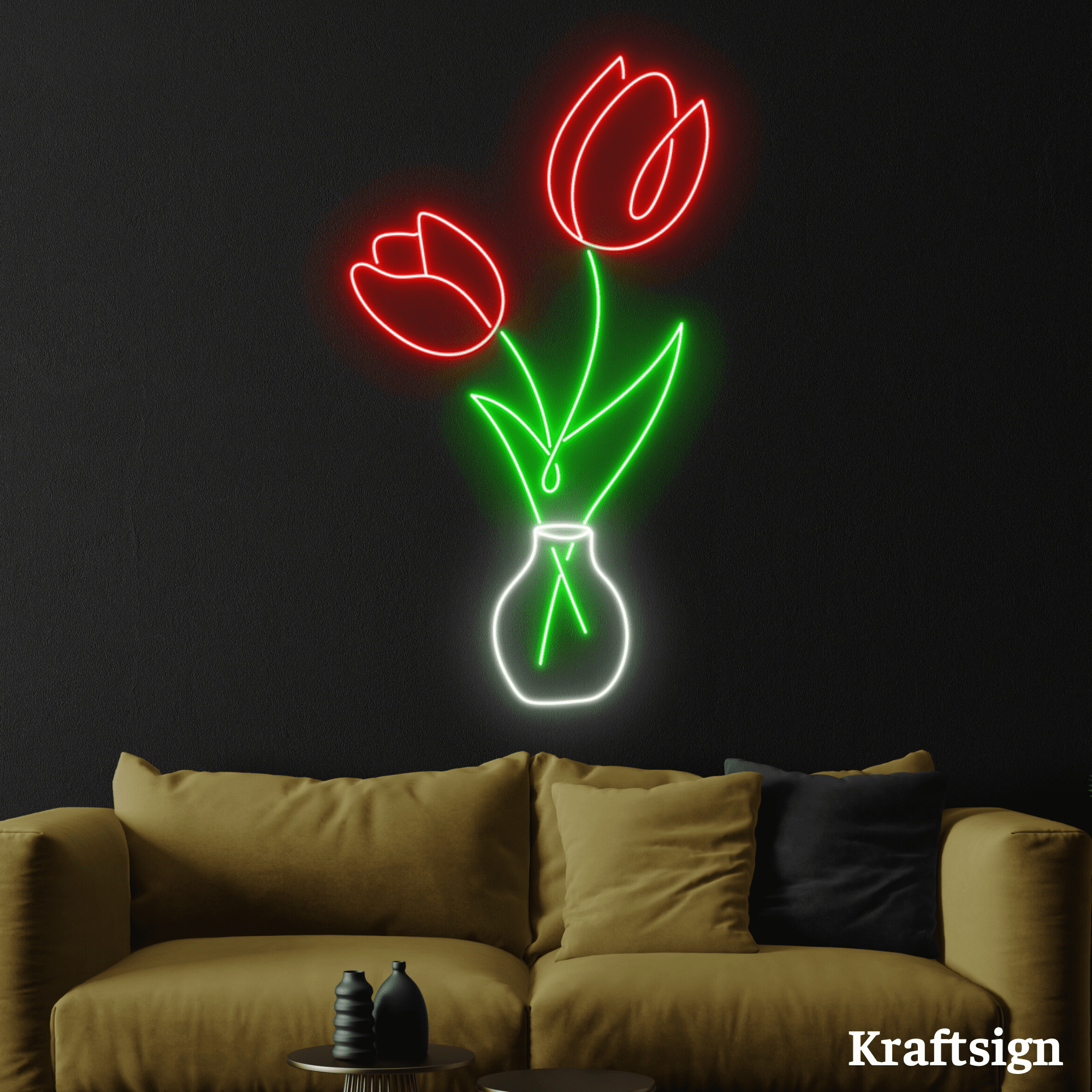 Craftnamesign Tulip Neon Sign, Flower Shop LED Sign, Girl Room Decor ...