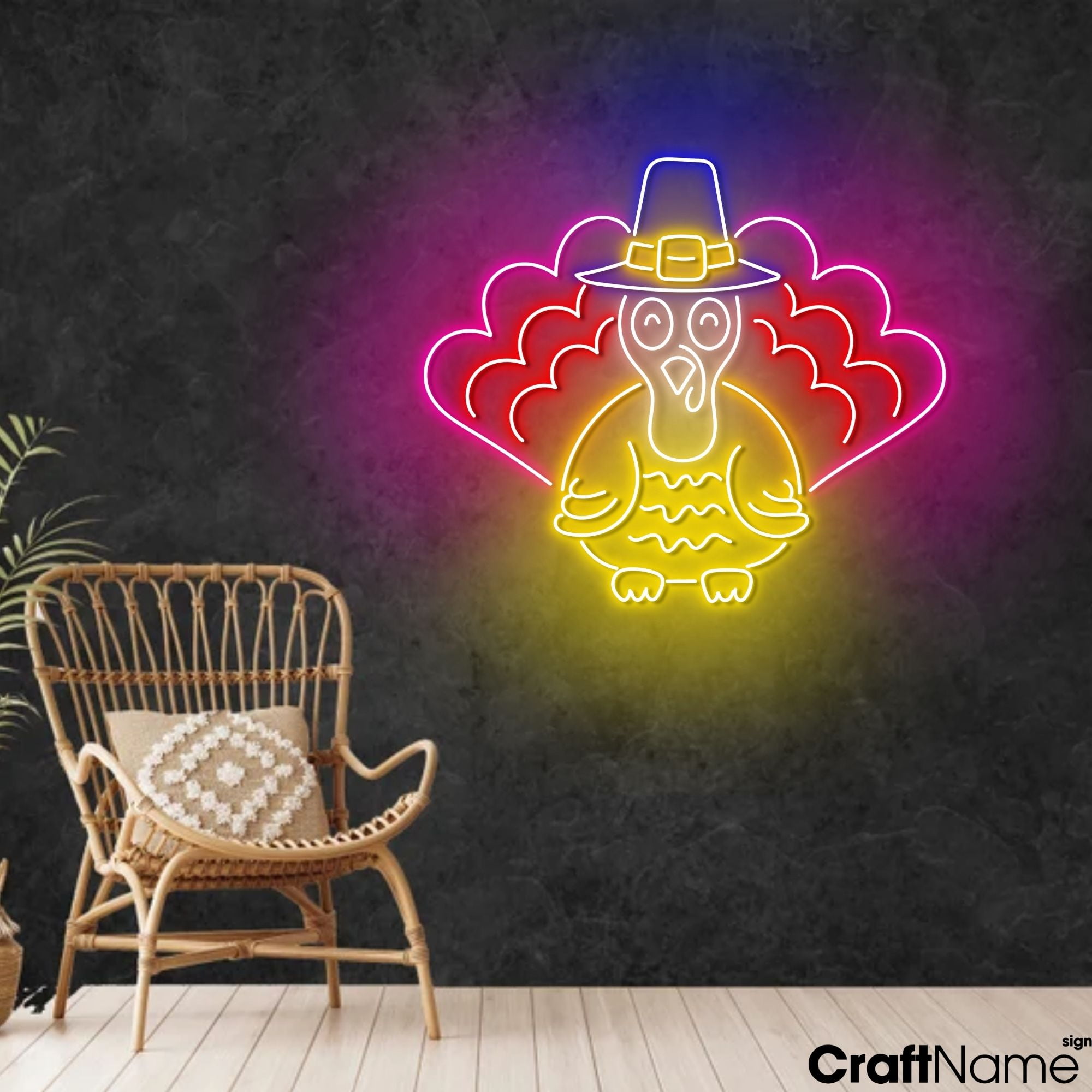 Craftnamesign Turkey LED Light Wall Art, Thanksgiving Day Neon Signs ...