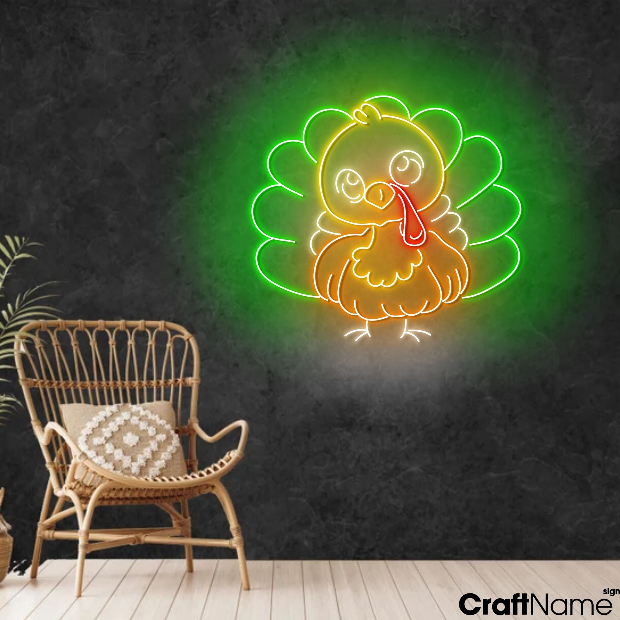 Craftnamesign Turkey Neon Light, Thanksgiving Party LED Sign ...