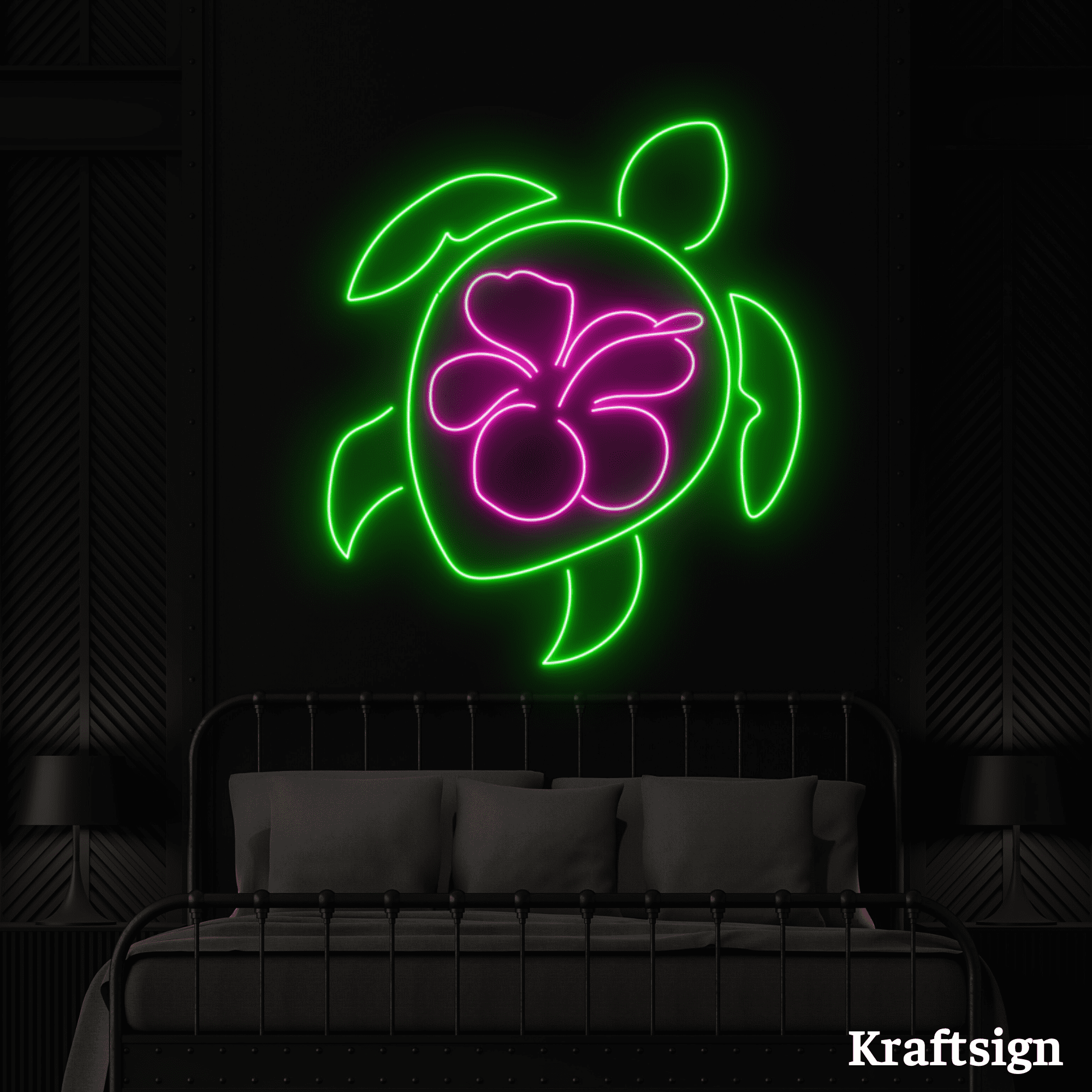 Craftnamesign Turtle Flower Neon Sign, Turtle Lover Gifts, Bedroom ...