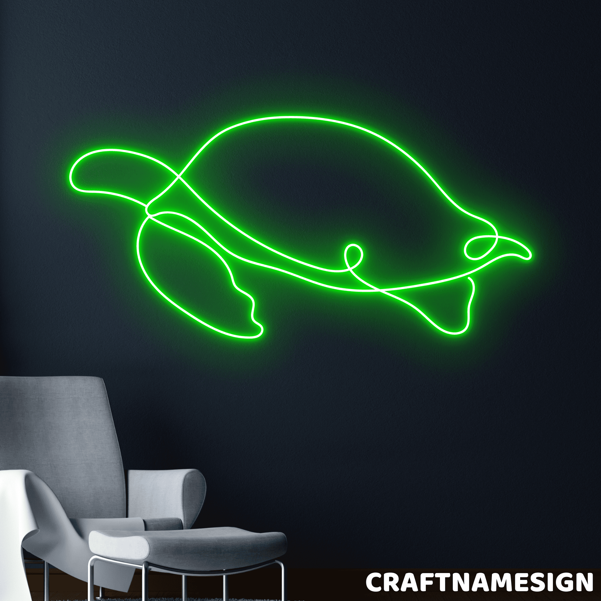 Craftnamesign Turtle Neon Sign, Living Room Wall Art, Minimalist ...