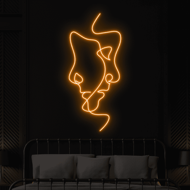Craftnamesign Two Face Line Neon Sign, Abstract Art LED Sign,Bedroom ...