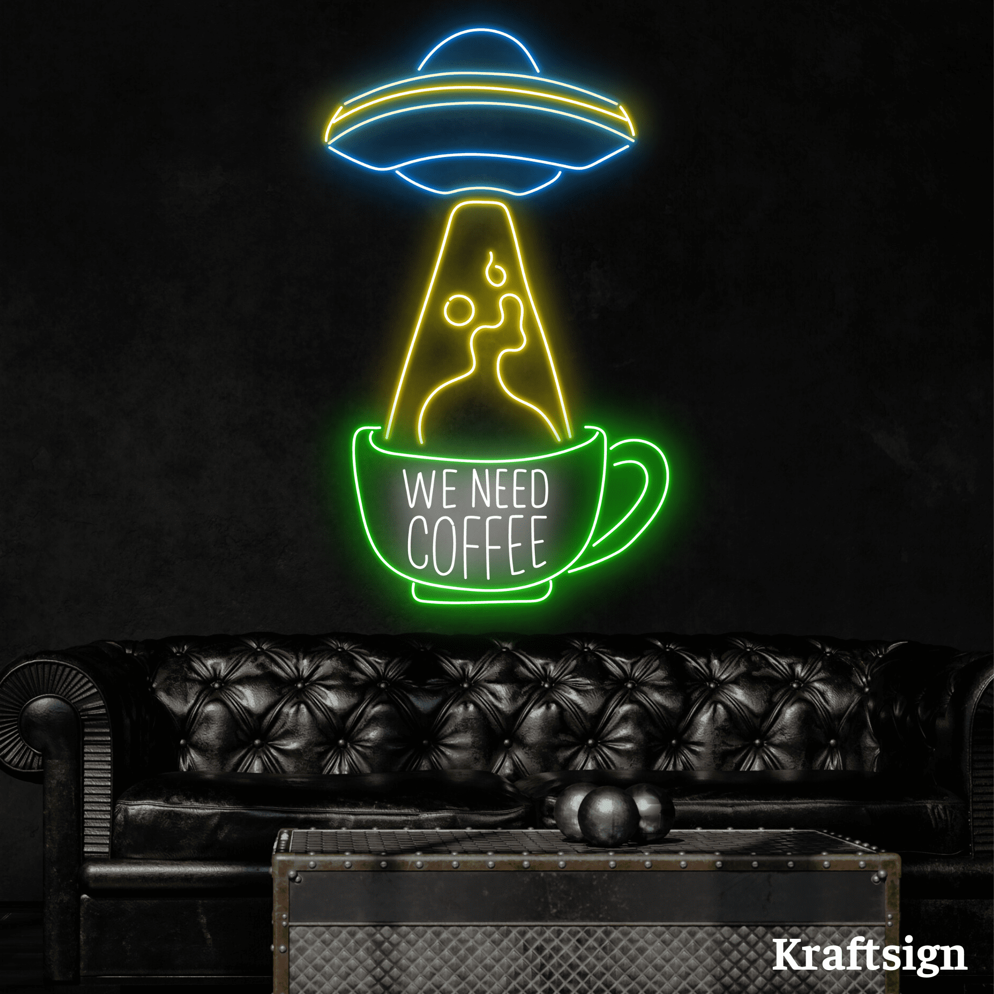 Craftnamesign UFO Coffee Neon Sign, Coffee Shop Decor, Coffee Wall Art ...