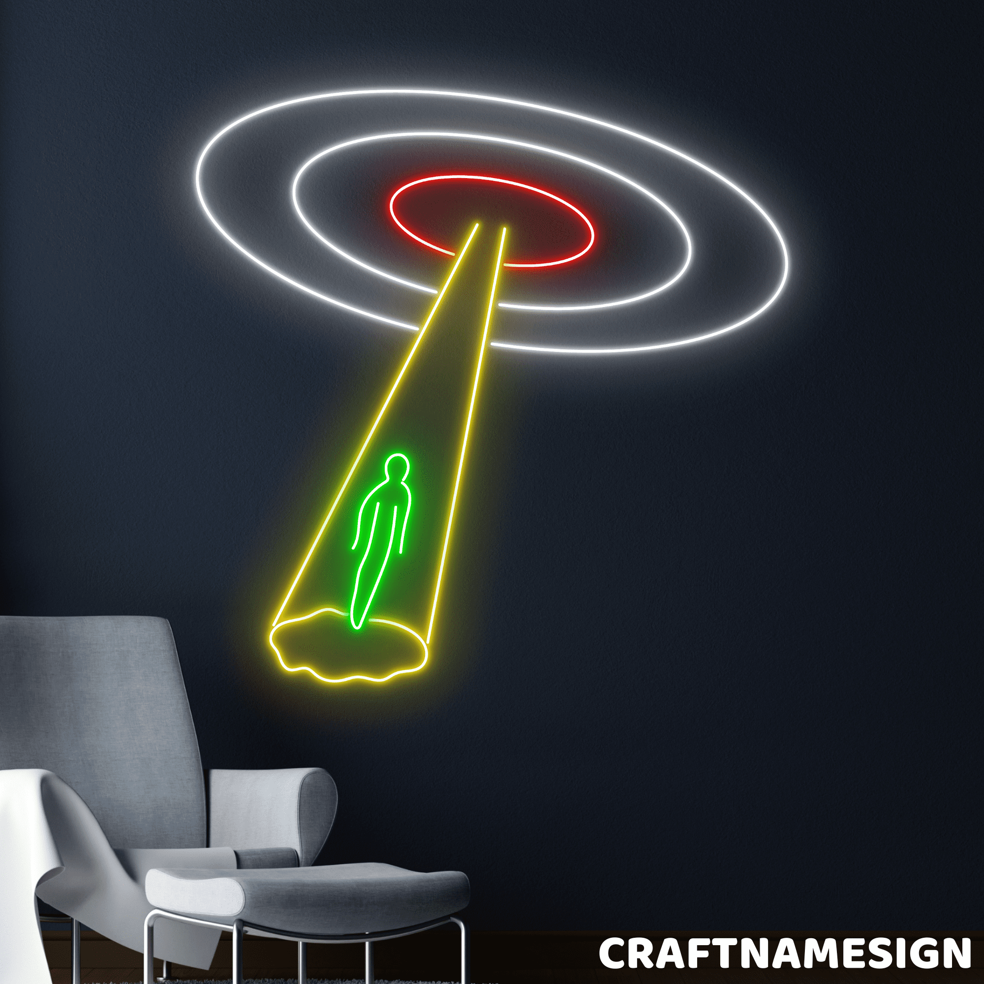 Craftnamesign UFO Discord Neon Sign, Living Room Wall Decor, Bedroom ...