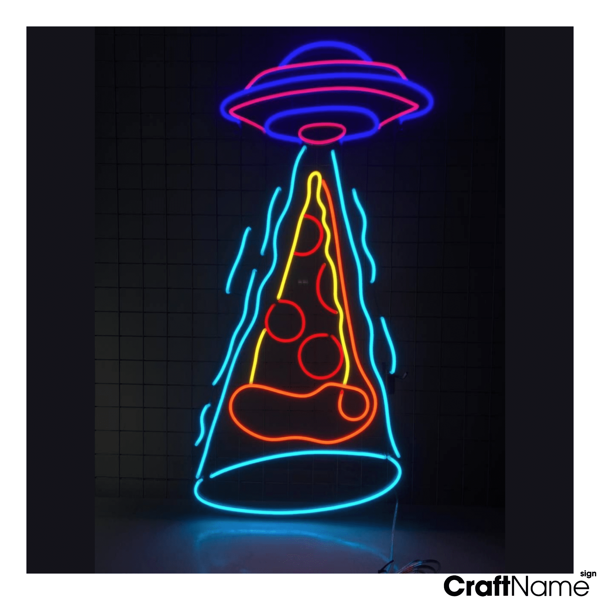 Craftnamesign UFO Pizza Neon Light Sign For Pizzeria Store Wall Decor ...